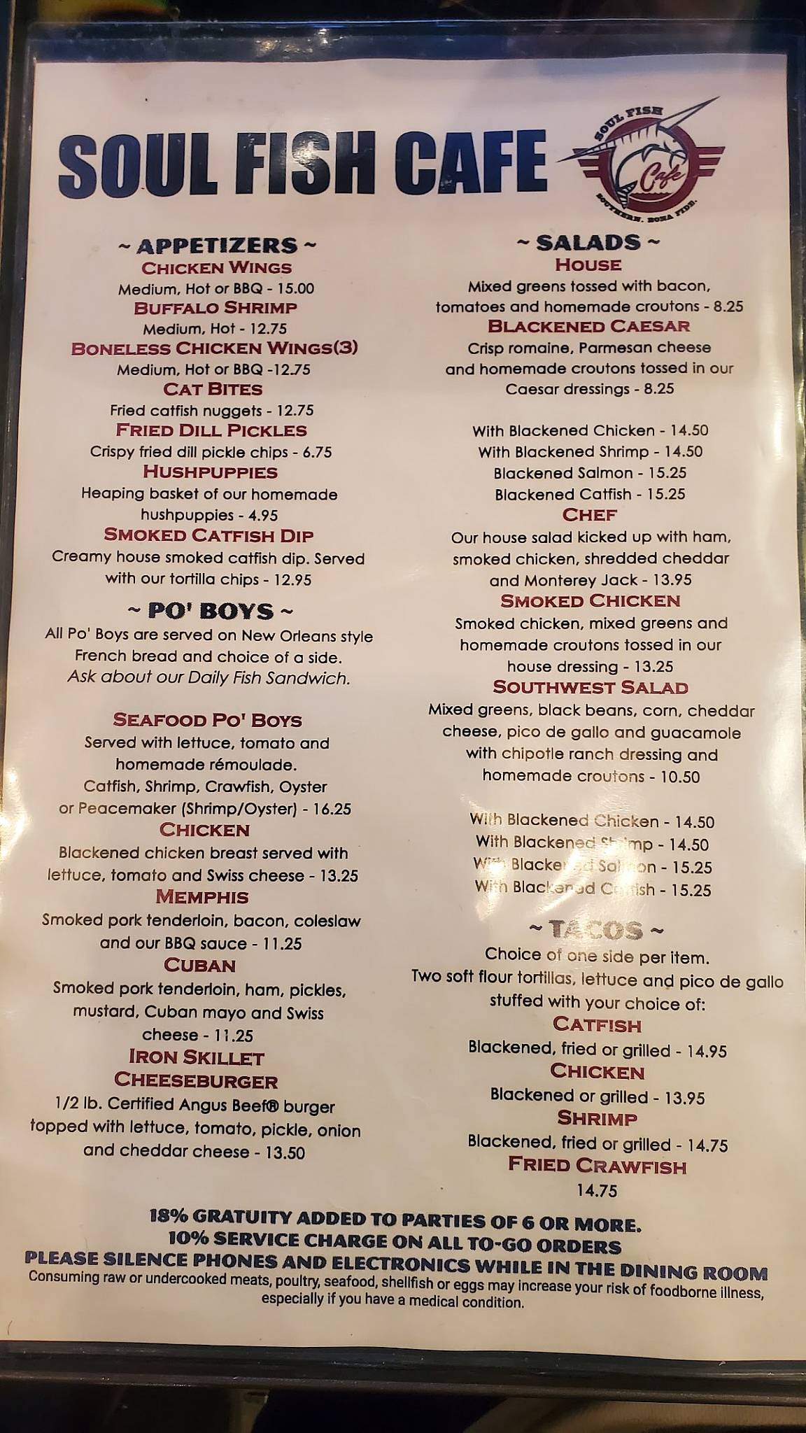 Menu at Soul Fish Cafe, Germantown, Village Shops Dr