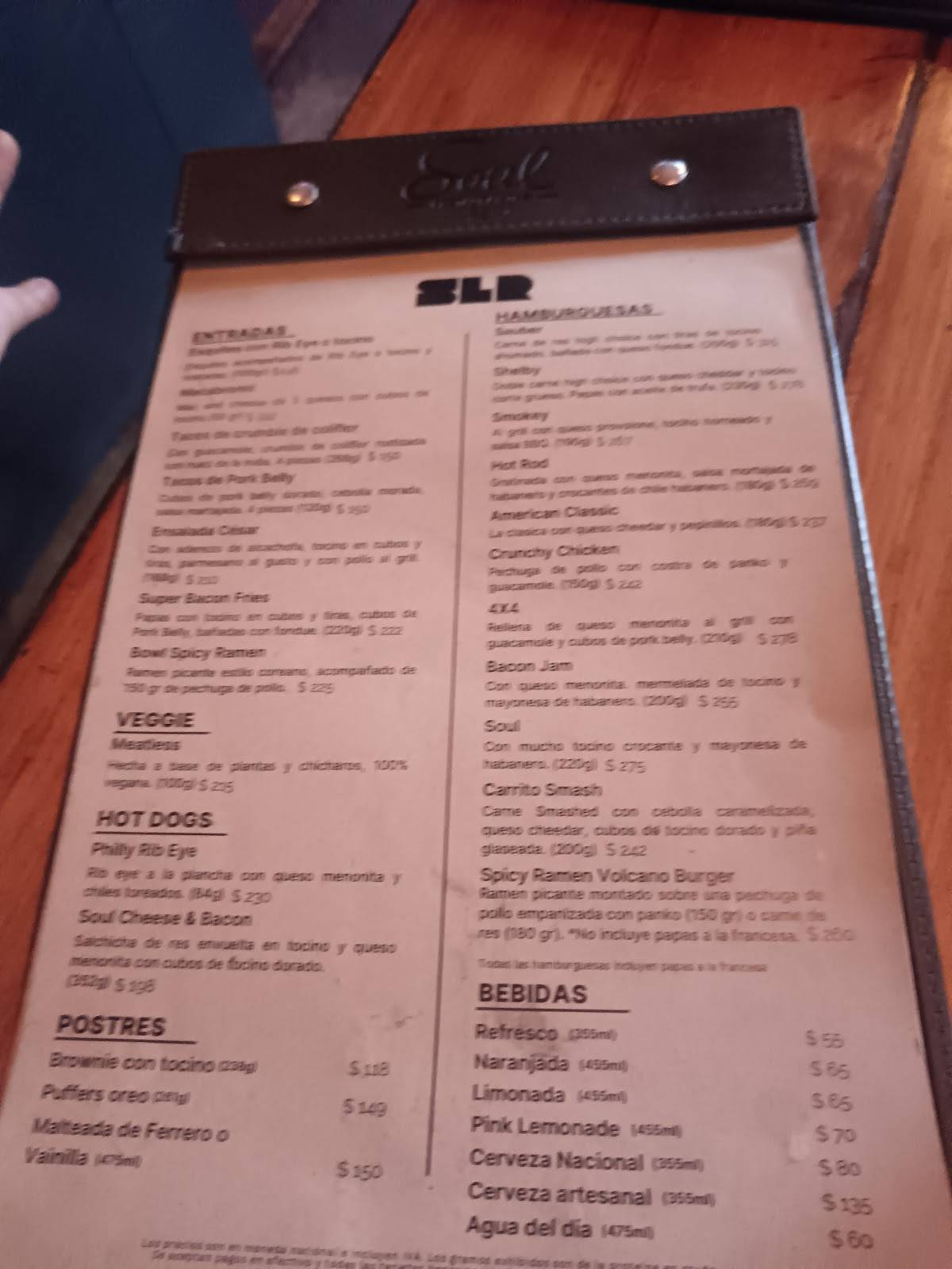 Carta del restaurante Soul La Roma, Ciudad López Mateos