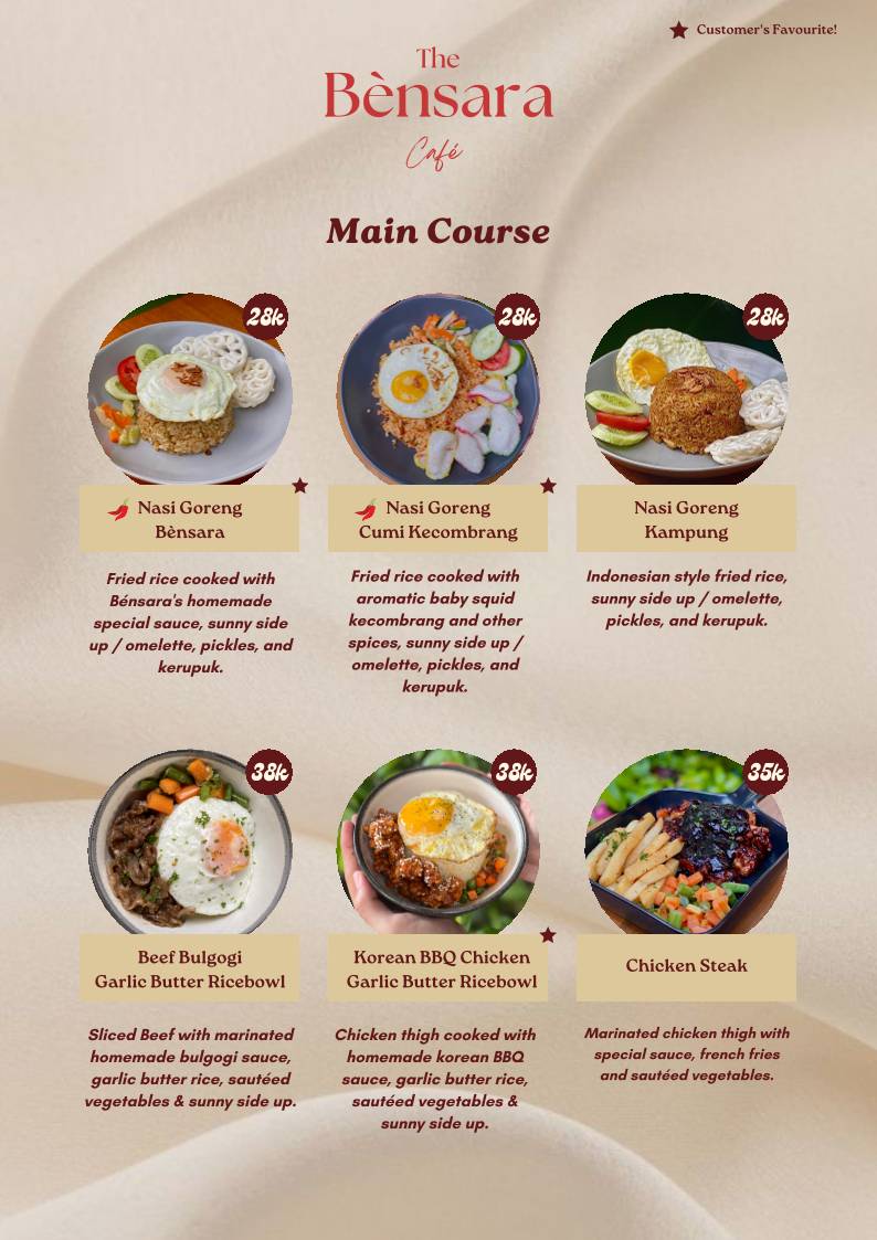 Menu at The Bènsara Cafe, South Jakarta