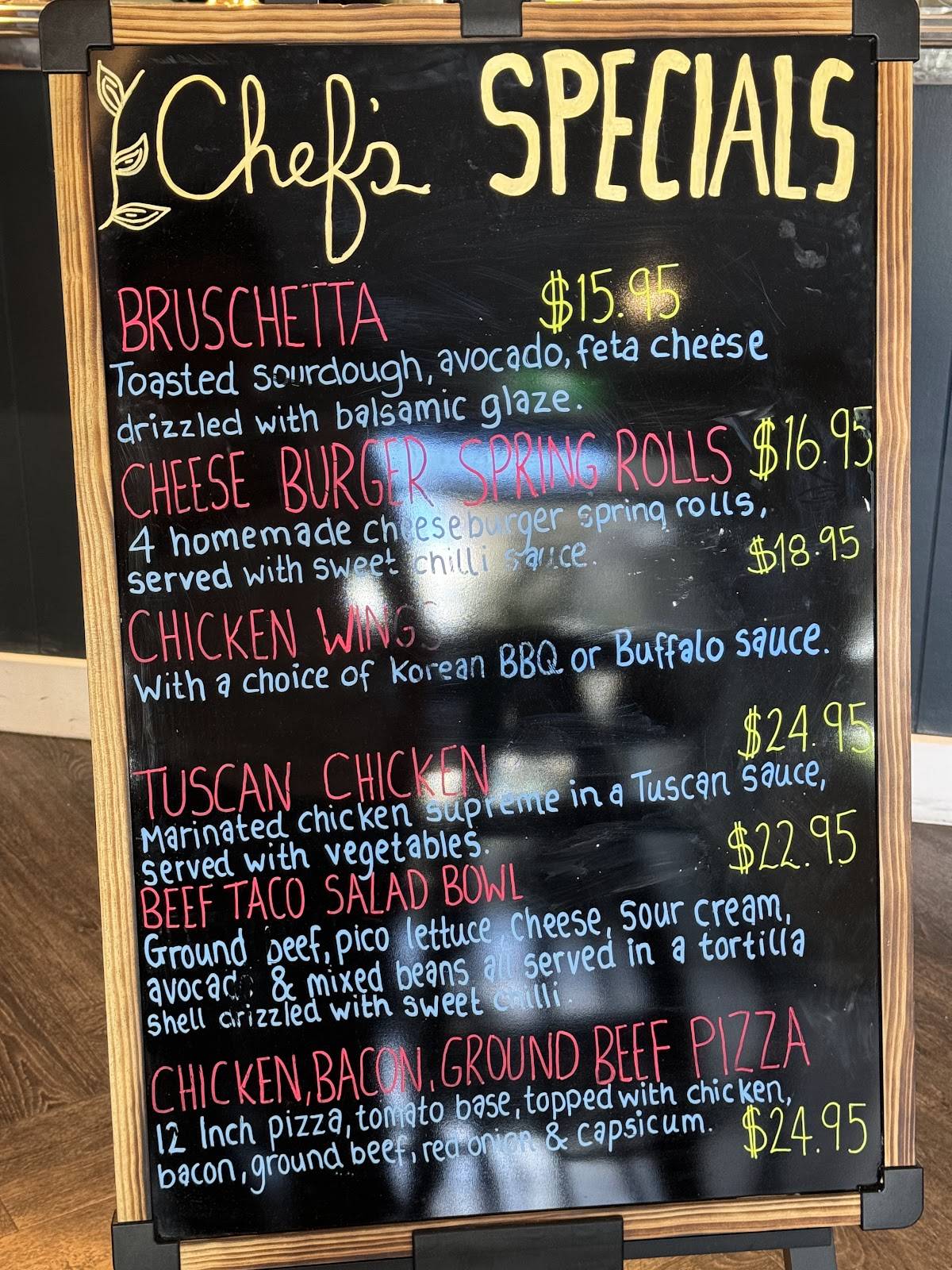 Menu at Palmer's Bar and Kitchen, South Townsville