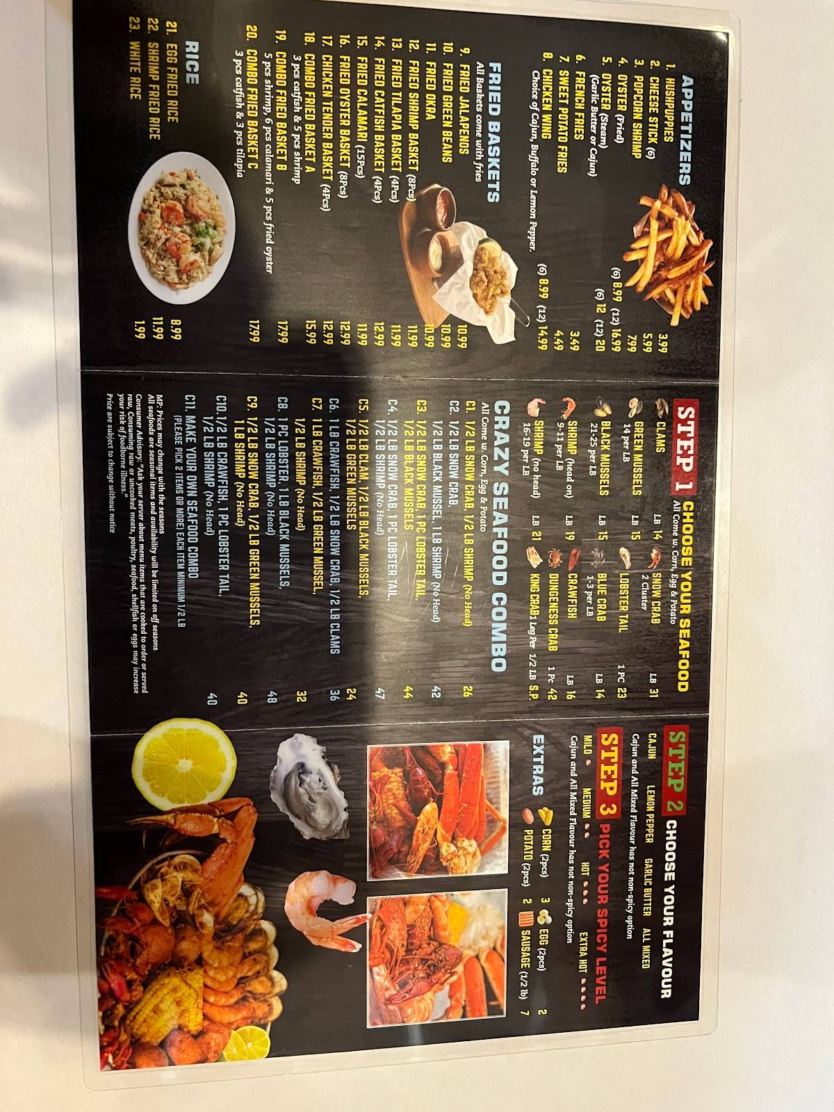 Menu at Crazy Crab restaurant, Southfield