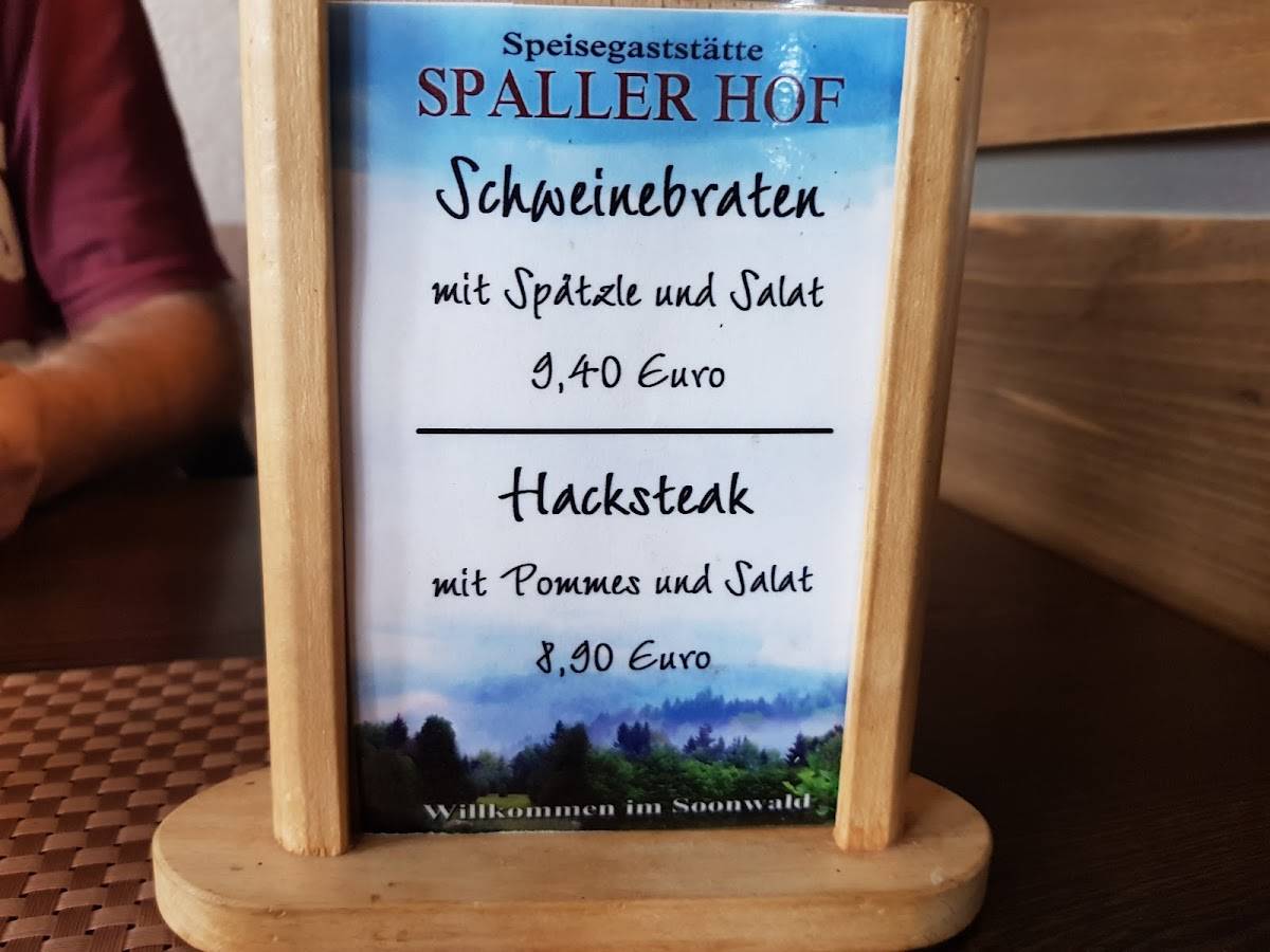 Menu at Spaller Hof restaurant, Spall