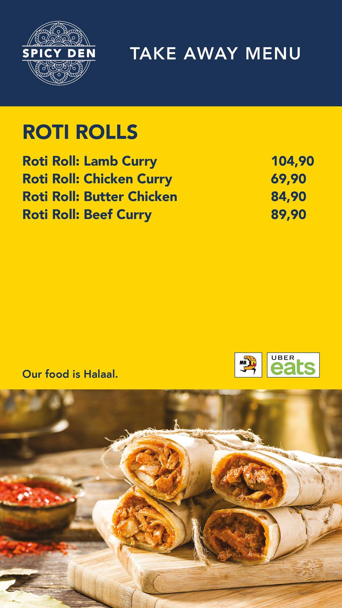 Menu at Spicy Den Cradlestone Mall restaurant, Krugersdorp, Shop No. U49B