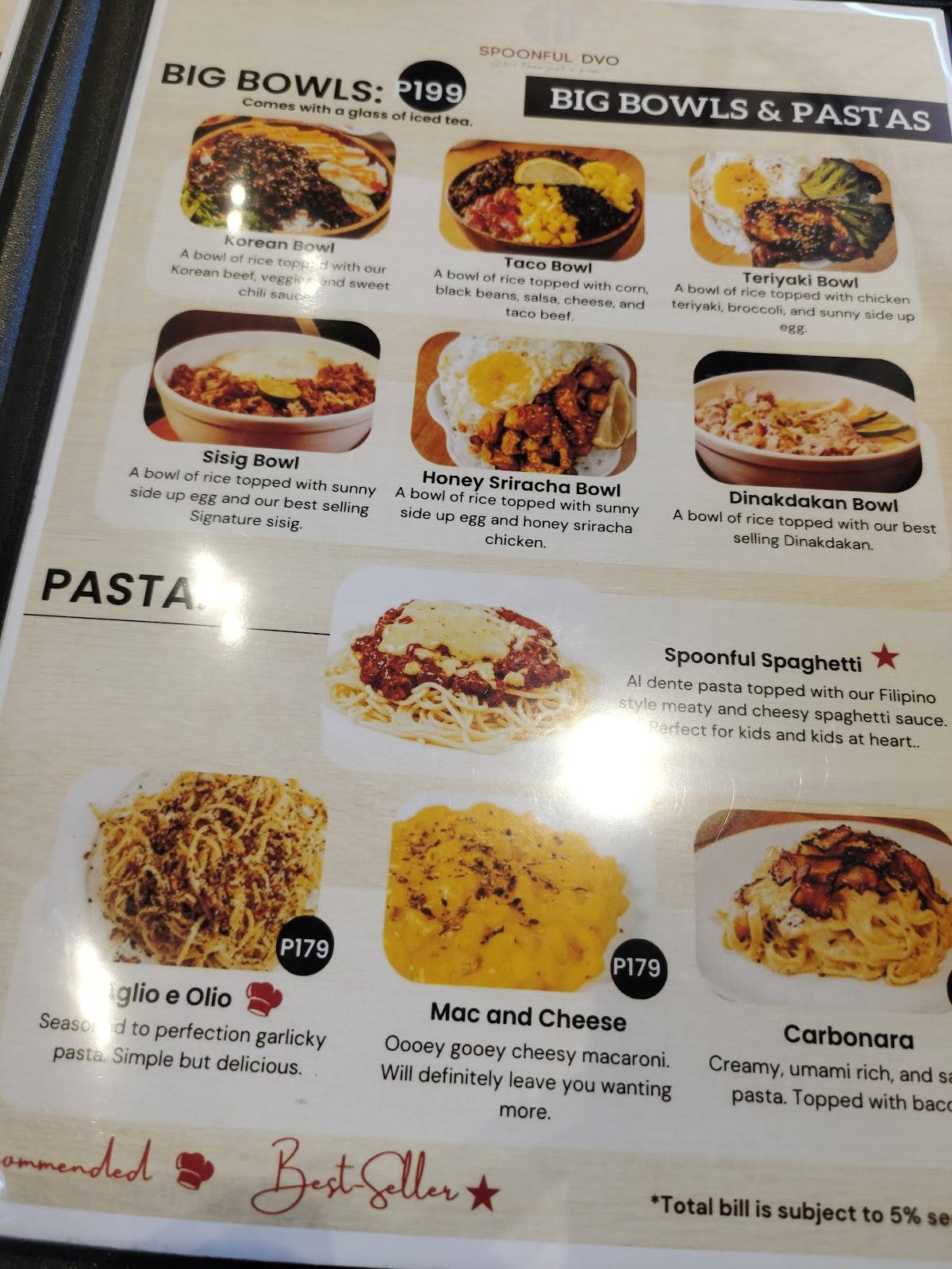 Menu at Spoonful Dvo pub & bar, Davao City, MLC Bldg, 129 Dacudao Ave