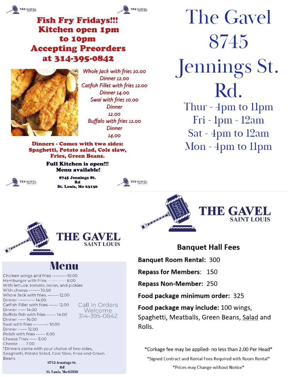 Menu at The Gavel-STL pub & bar, St. Louis