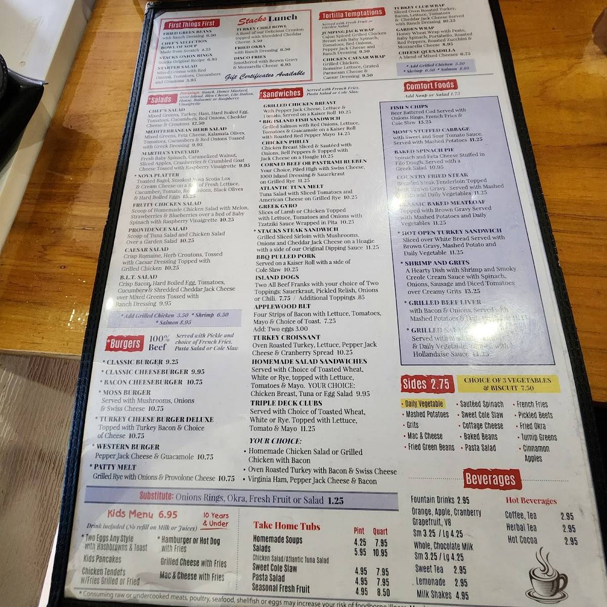 Carta del restaurante Stacks Kitchen, Waxhaw