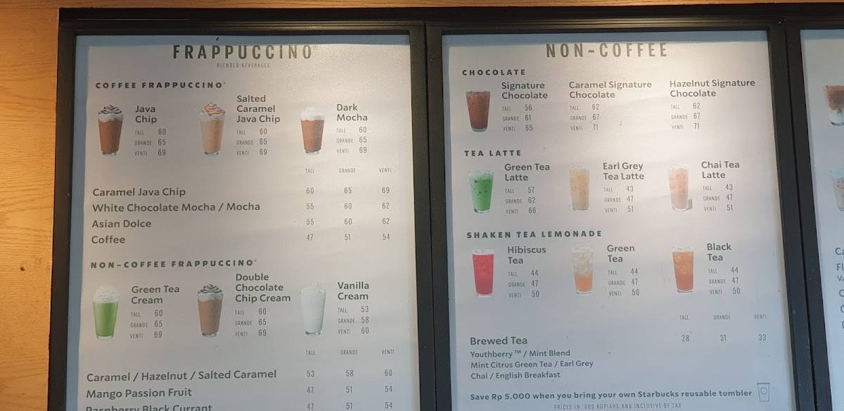 Carta del restaurante Starbucks Drive-Thru Bez Plaza Gading Serpong, Cihuni