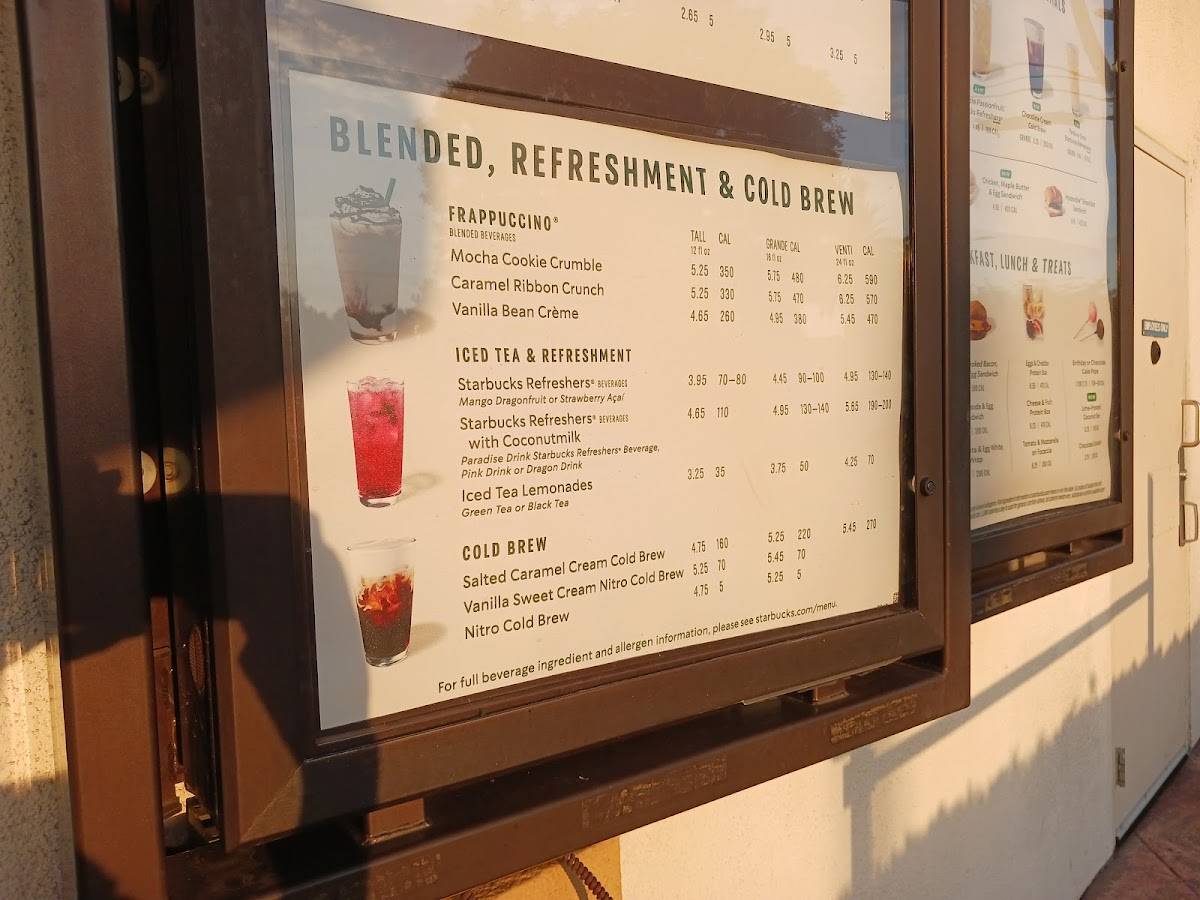 Menu at Starbucks, Los Angeles, Saticoy St