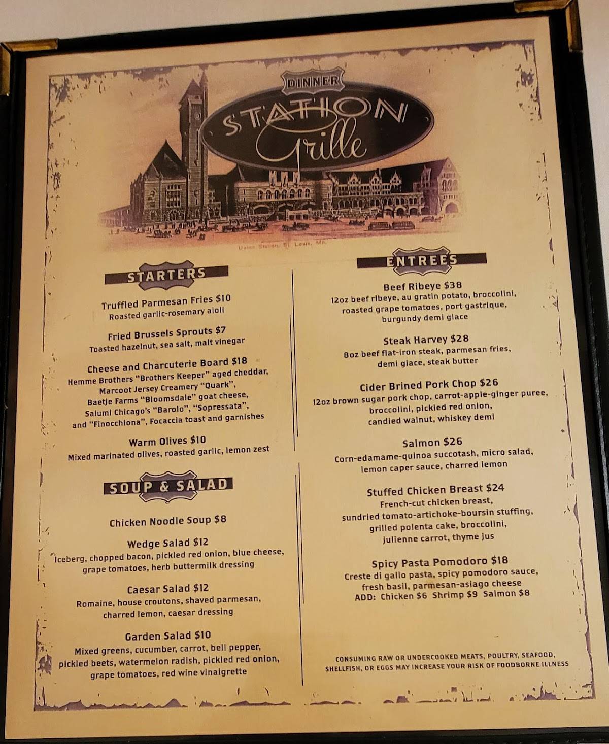 Menu at Station Grille pub & bar, St. Louis, Market St