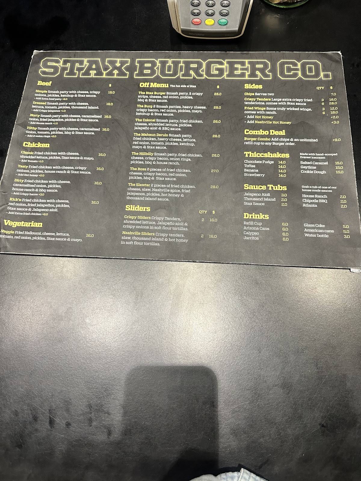 Menu at Stax Burger Co. - Prospect restaurant, Prospect