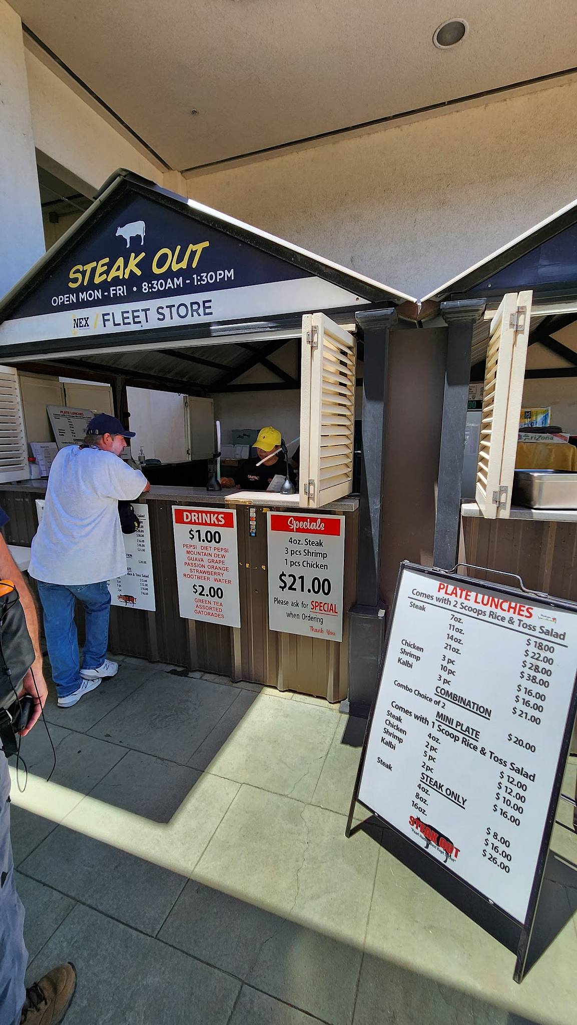 Menu at Steak Out restaurant, Honolulu, 235-237 Pearl Harbor Blvd