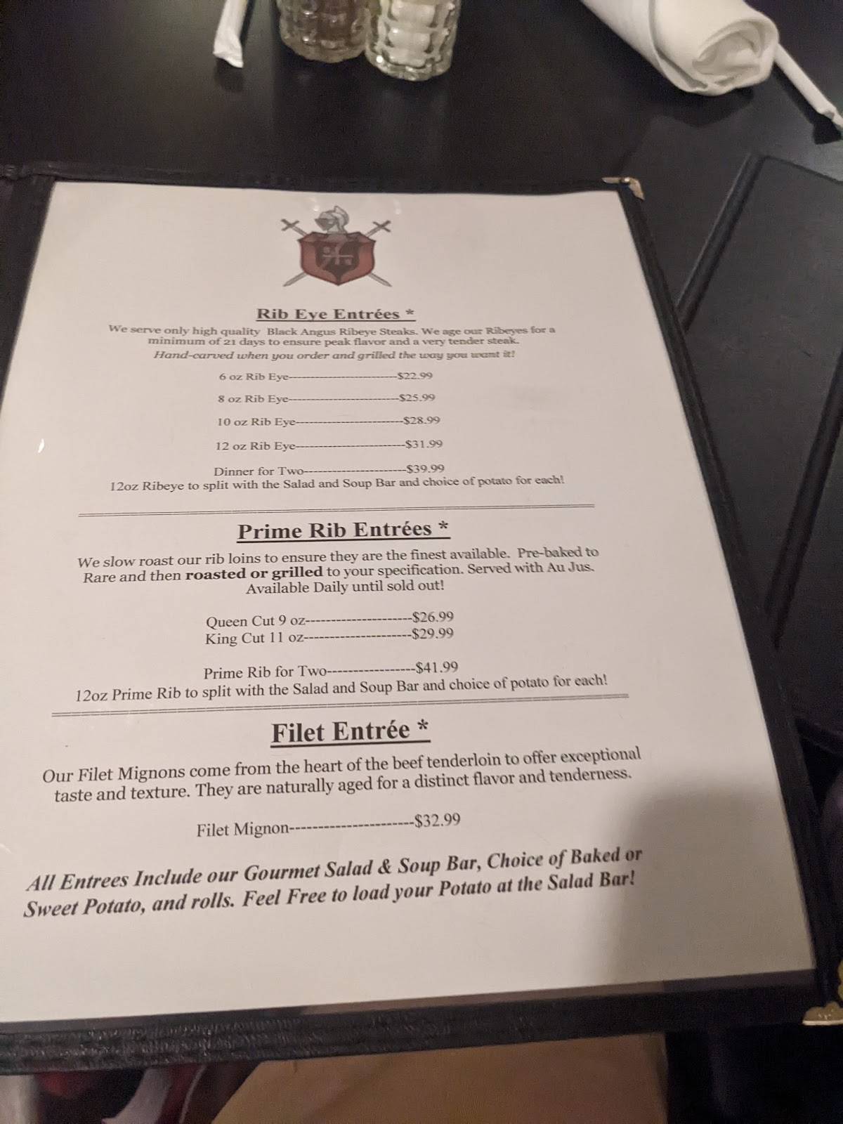 Menu at Baron & the Beef, Kinston, US-70