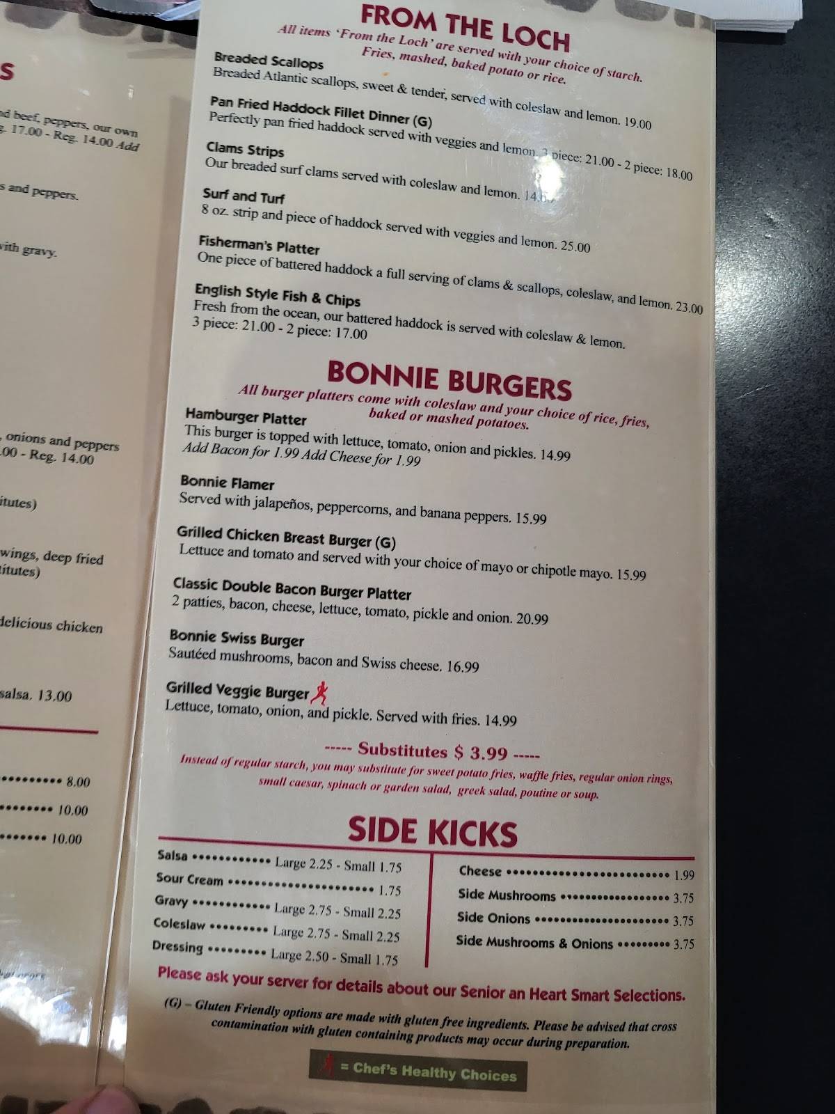 Menu at Bonnie Prince Beverage Room steakhouse, Sydney