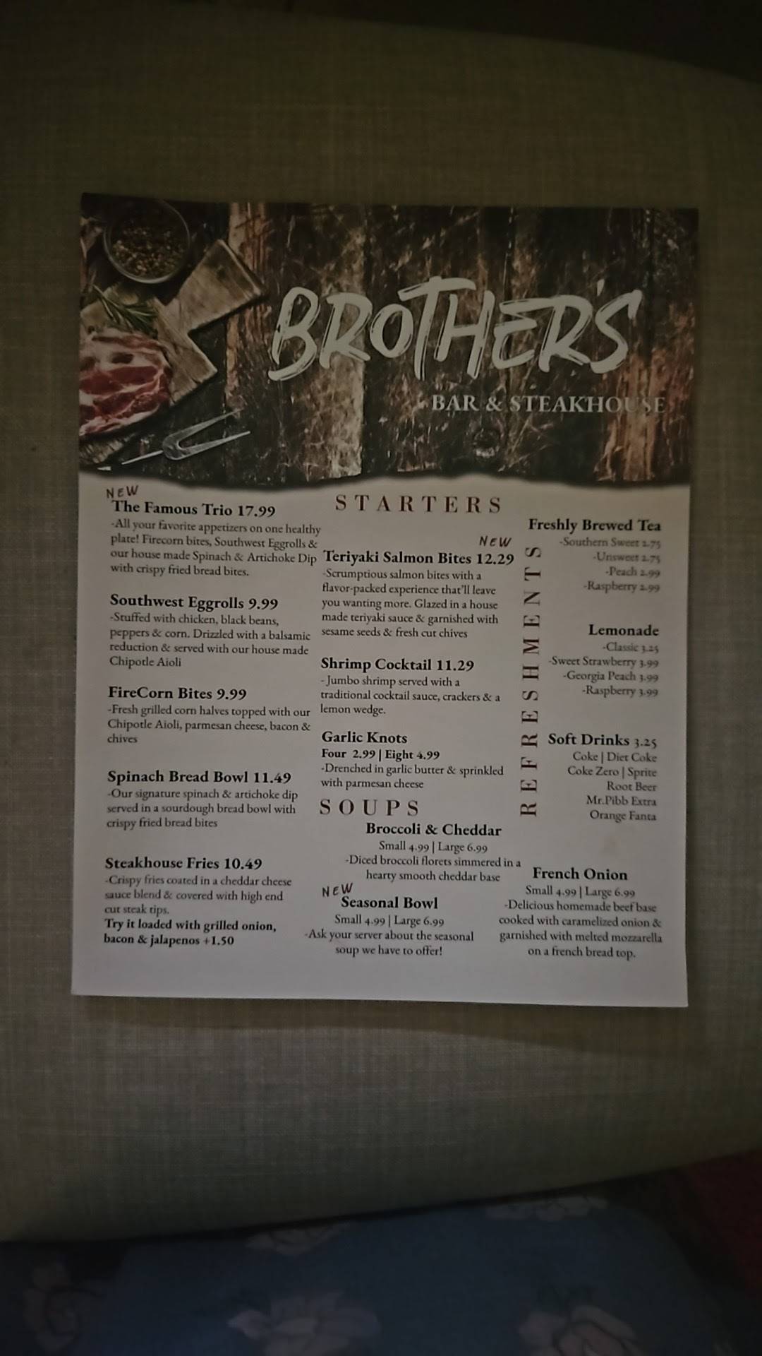 Menu at Brother's Bar & Steakhouse, Villa Rica