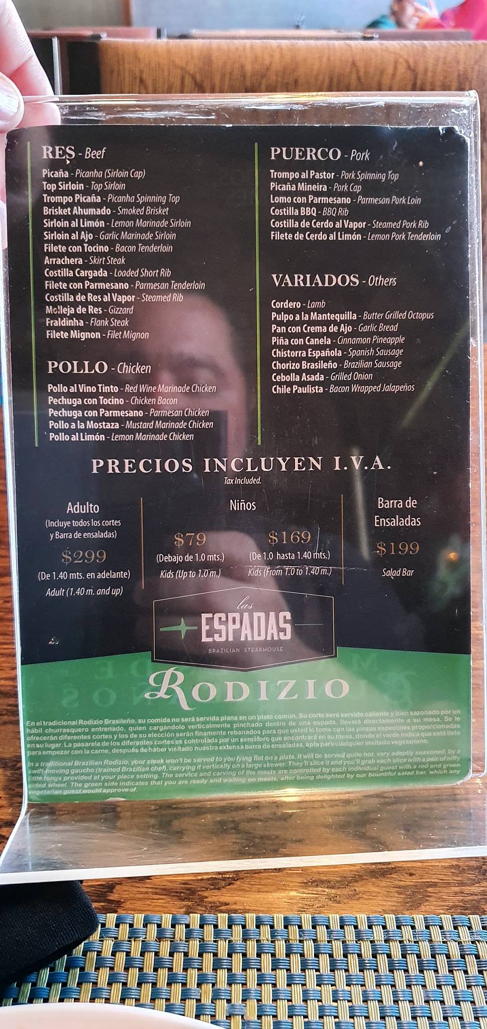 Carta de Las Espadas - Brazilian Steakhouse, Ciudad Juarez, Av ...