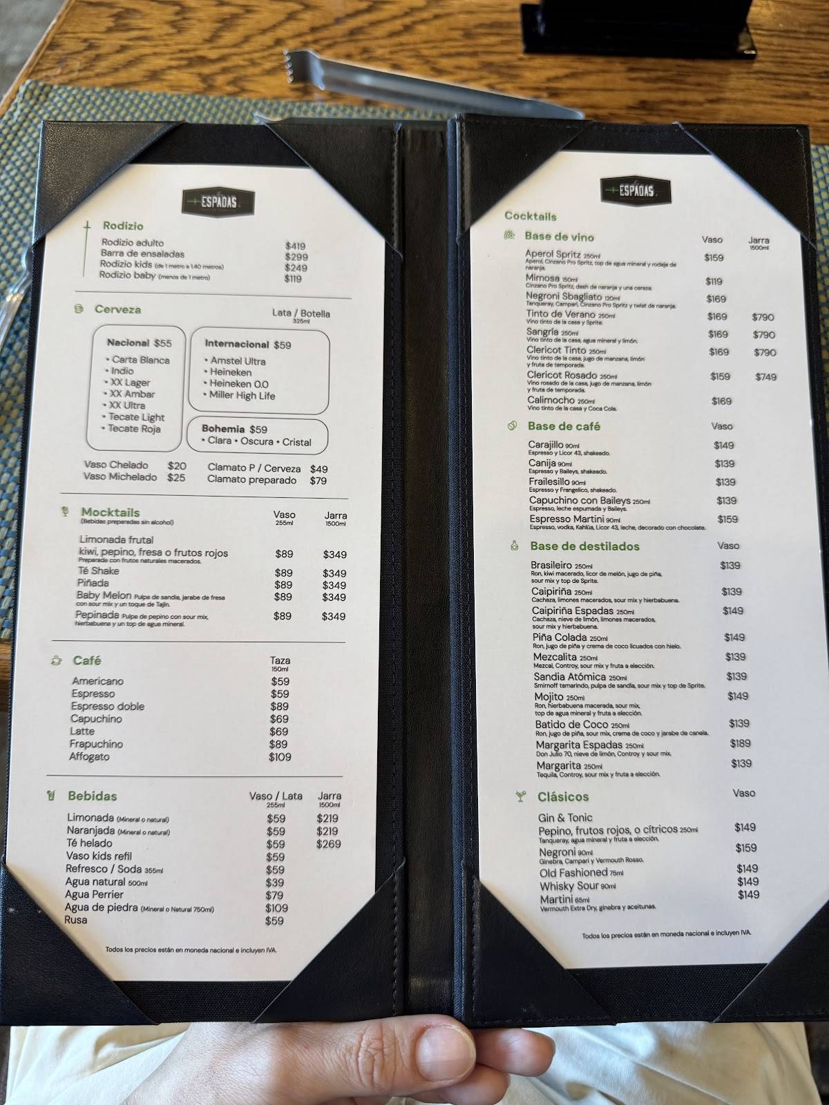 Menu at Las Espadas - Brazilian Steakhouse, Ciudad Juarez, Av. Ejército ...