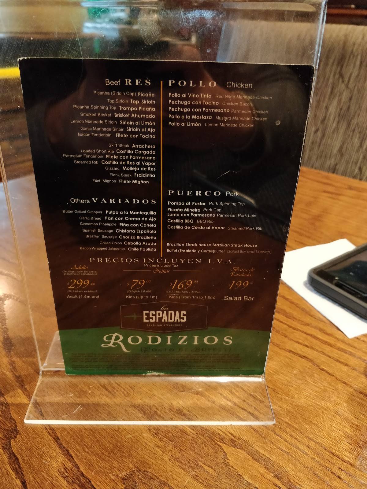 Carta de Las Espadas - Brazilian Steakhouse, Ciudad Juarez, Av ...