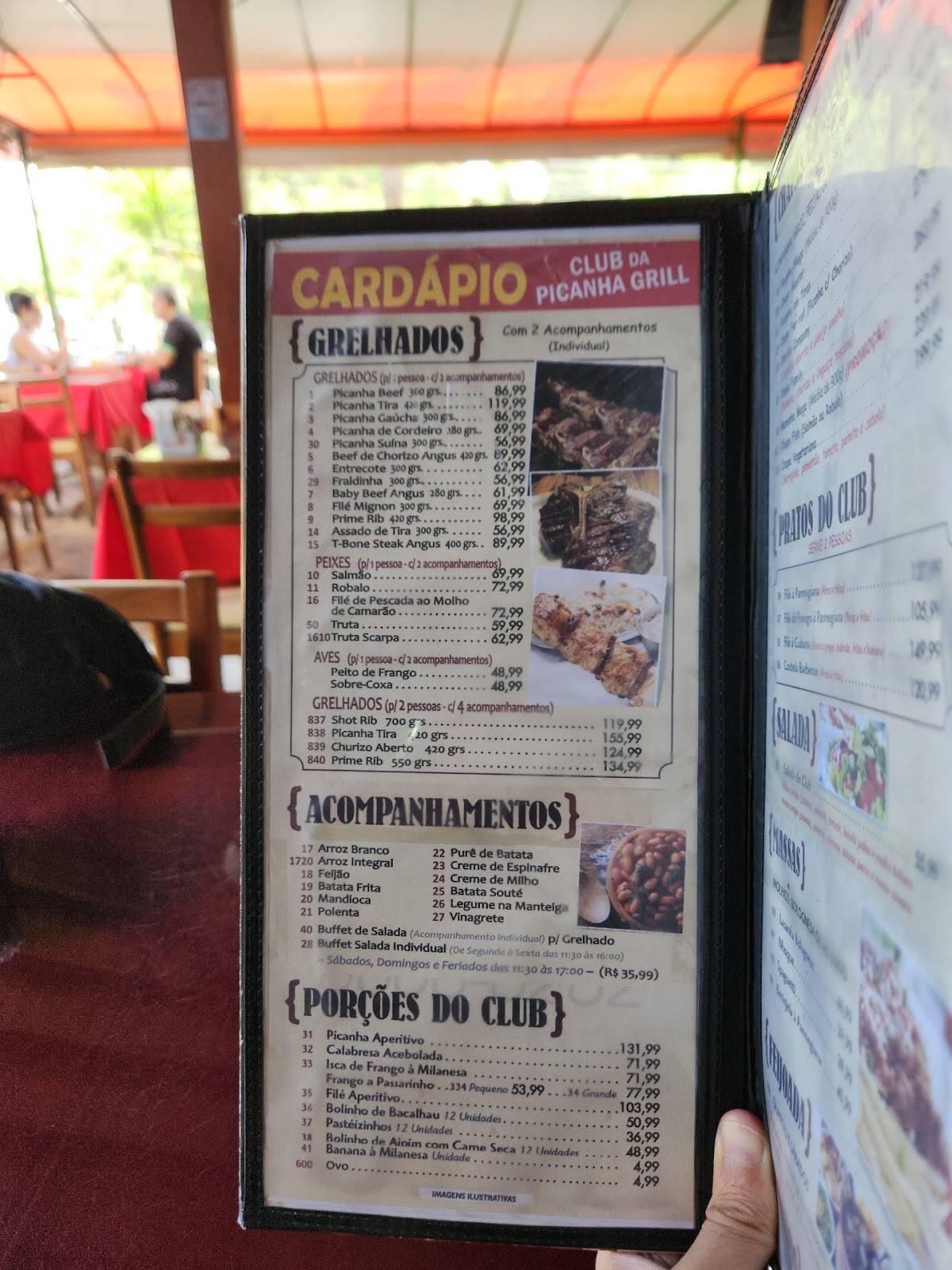 Menu at Picanha's Club, São Paulo