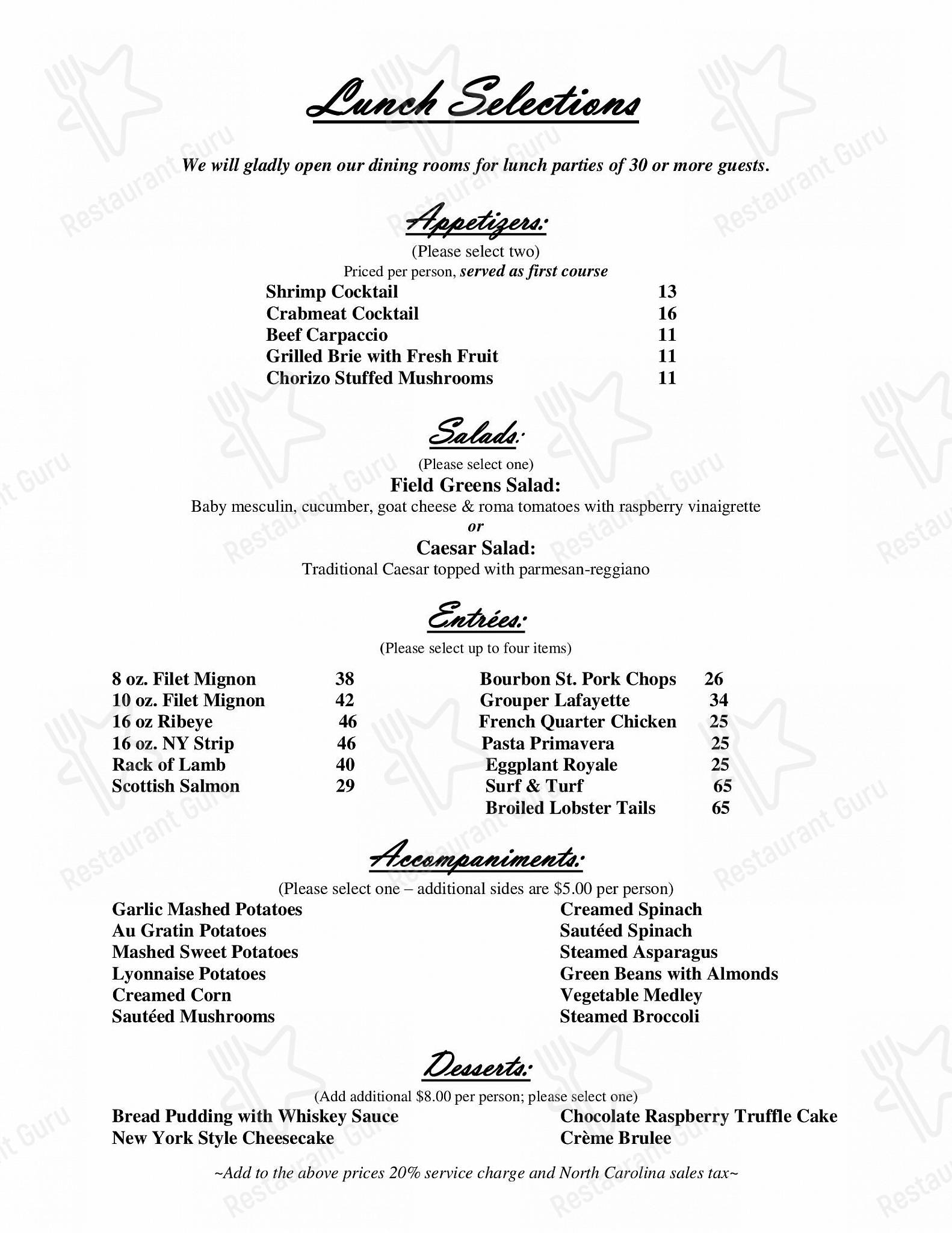 Menu at Rey's Restaurant, Raleigh