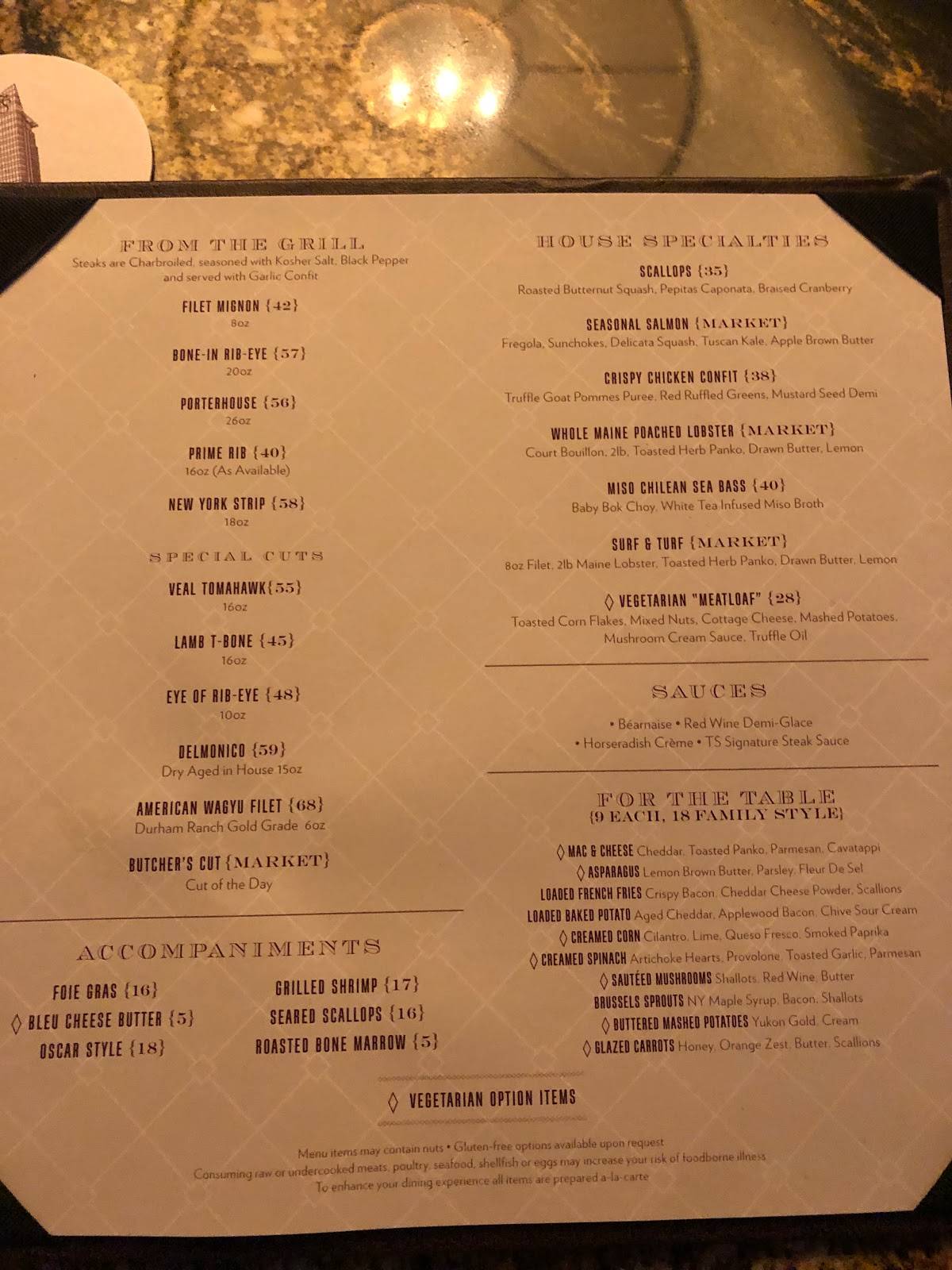 Menu at TS Steakhouse, Verona, Patrick Rd