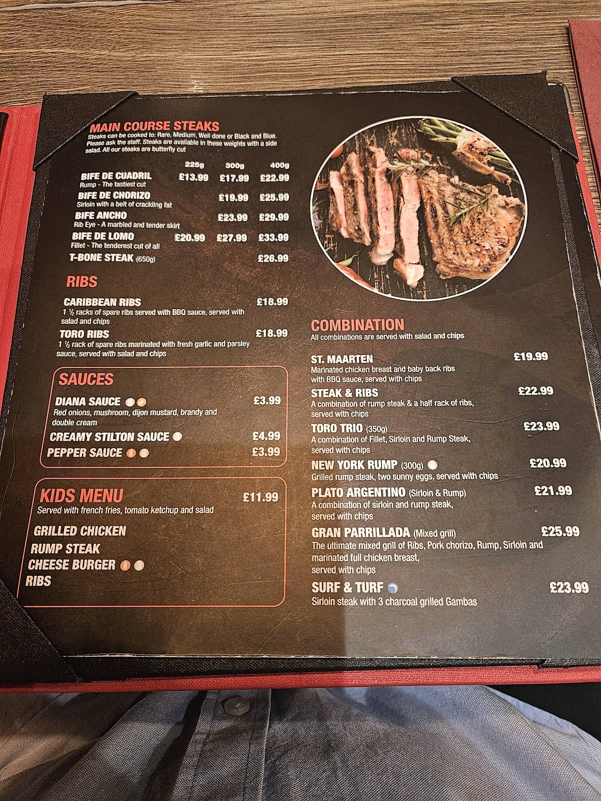 Menu at Toro Steak House steakhouse, Rothwell