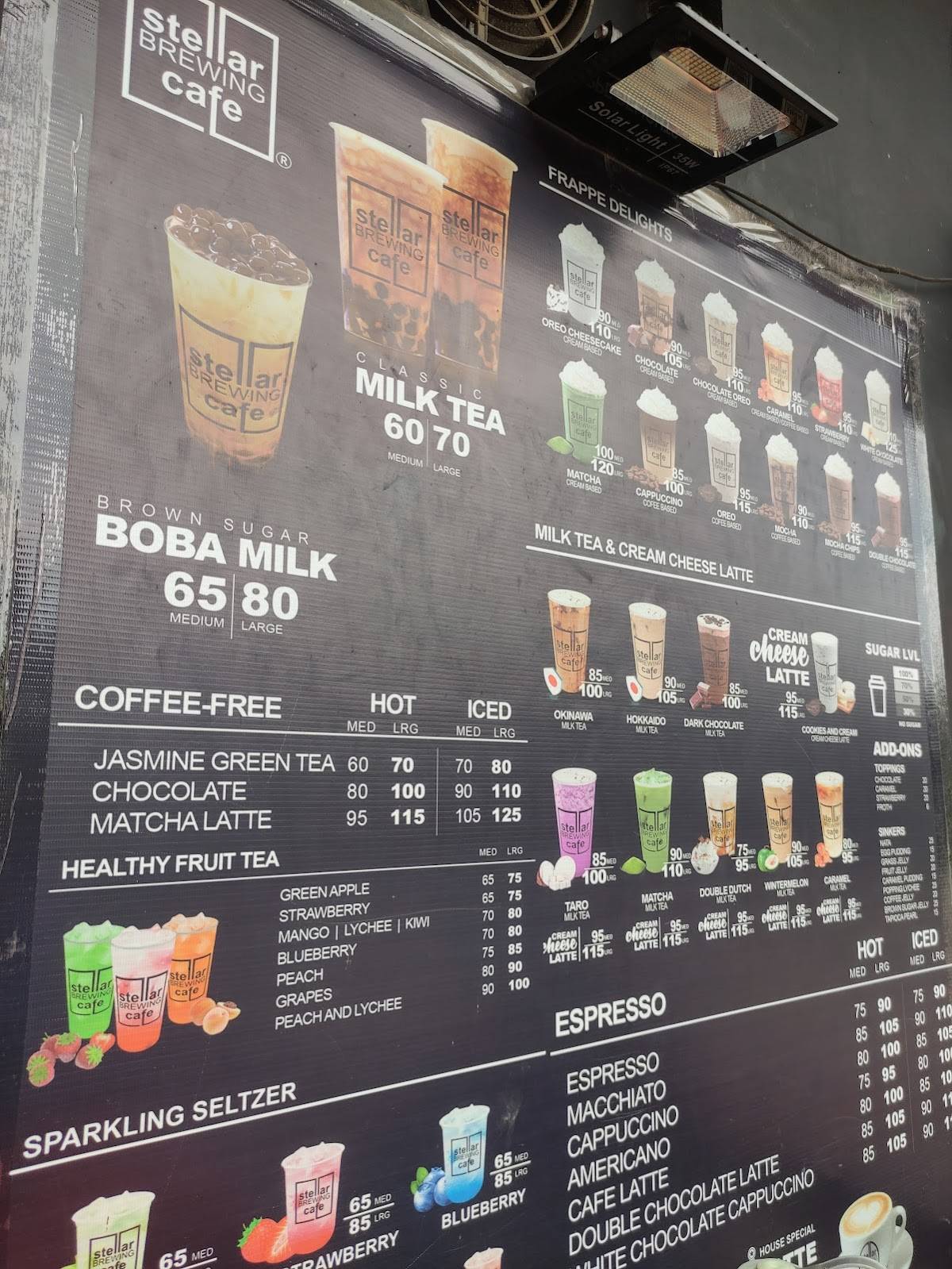 Carta de Stellar Brewing Cafe, El Nido