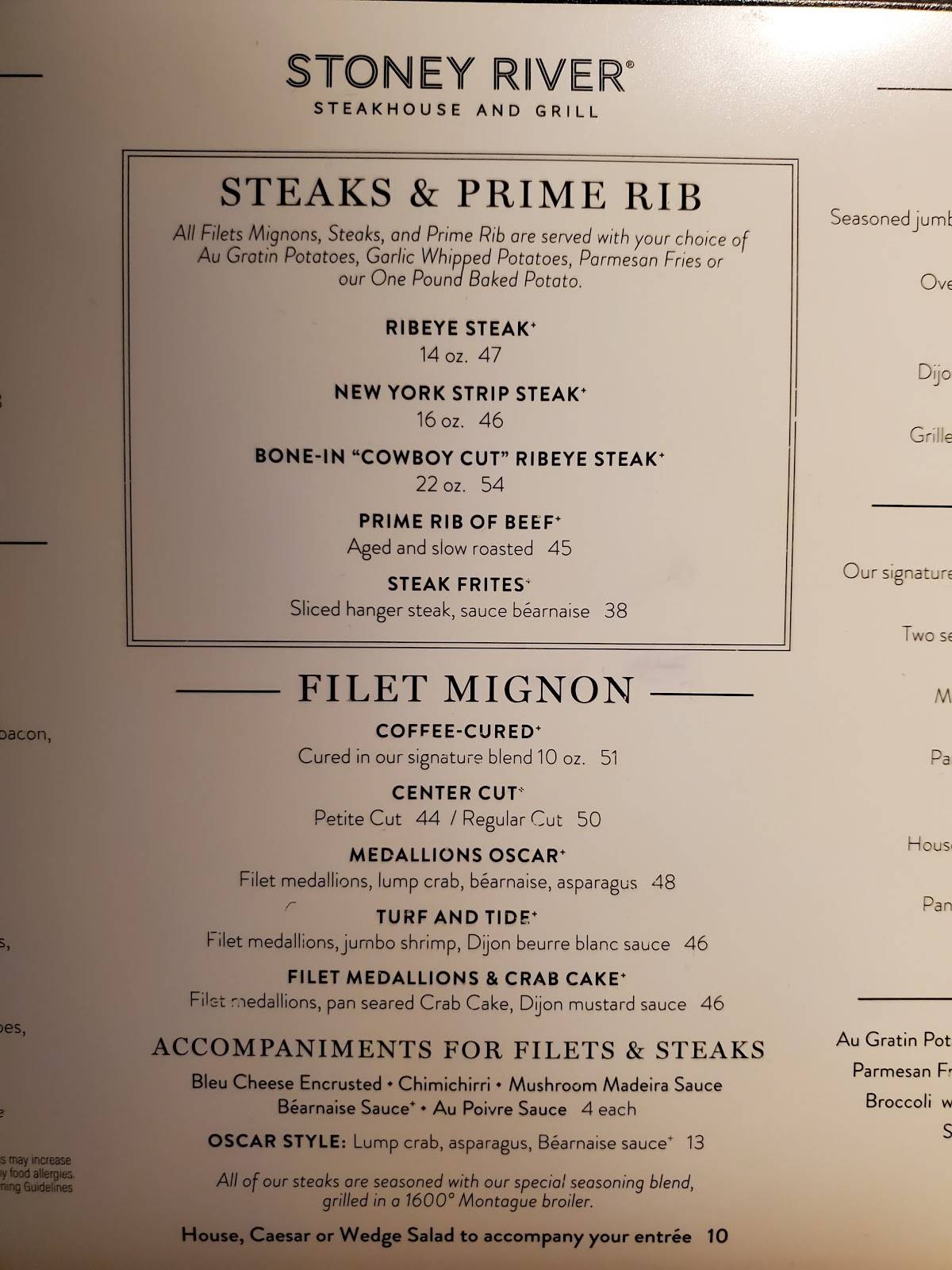 Menu at Stoney River Steakhouse and Grill, Chesterfield