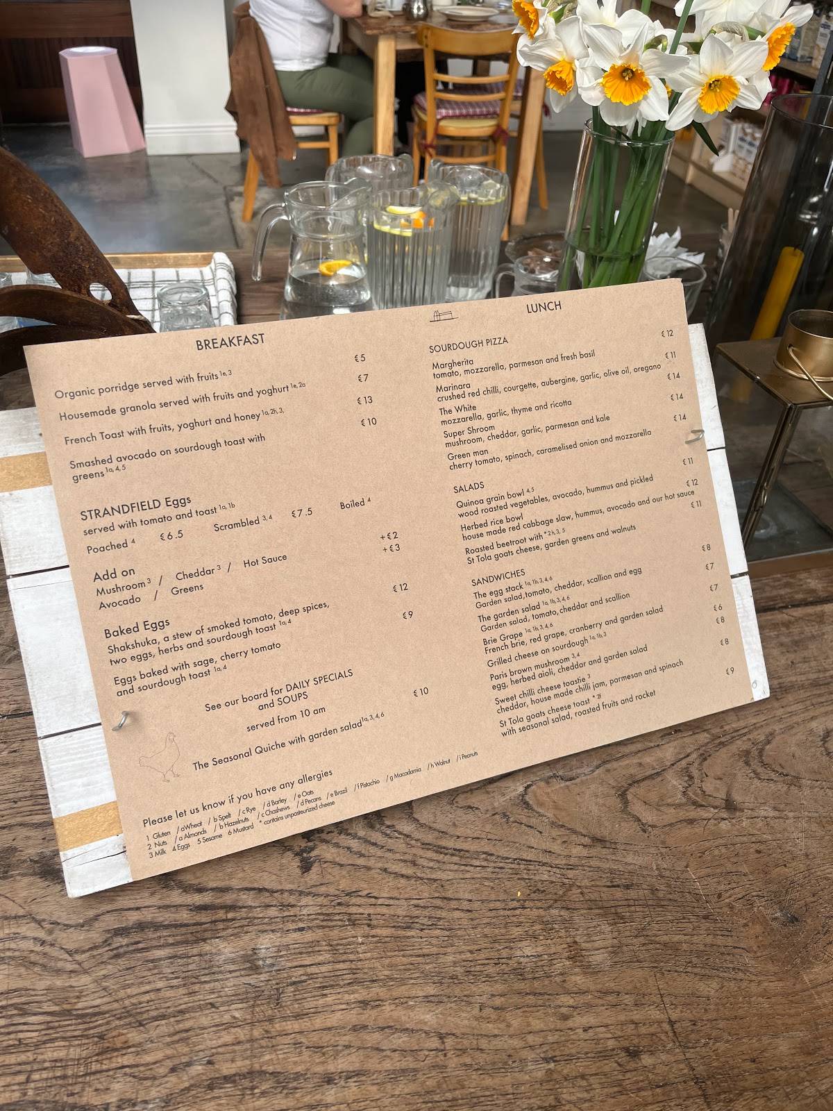 Menu at Strandfield cafe, Dundalk