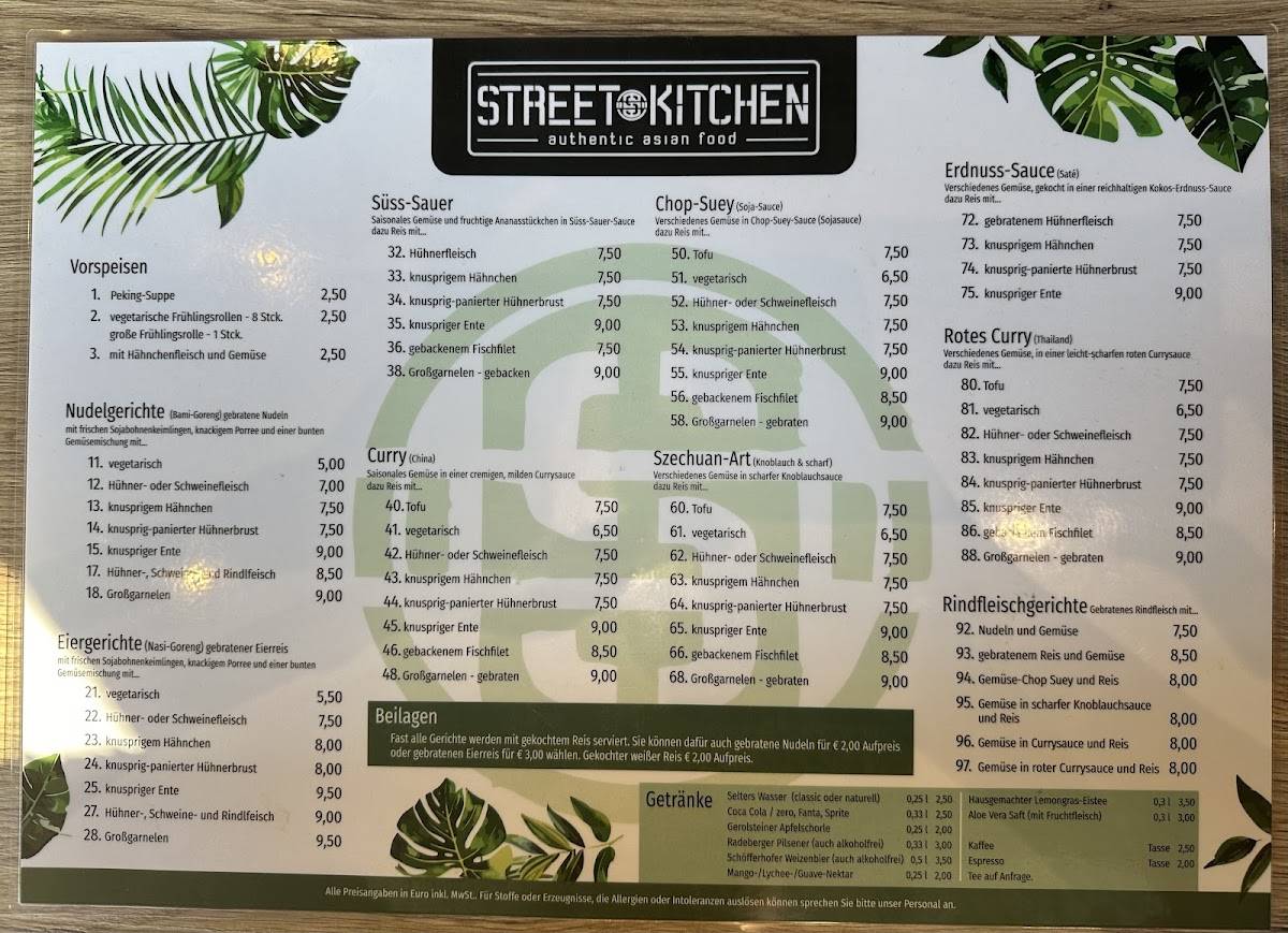 Speisekarte von Street Kitchen restaurant, Nordhorn
