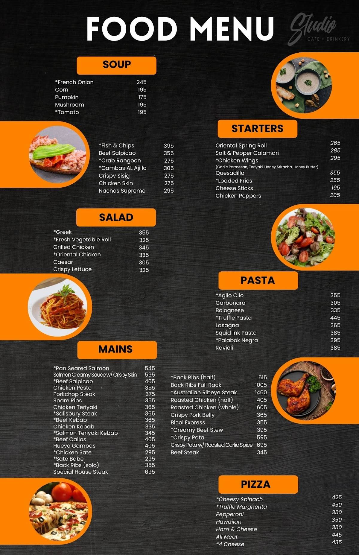 Menu at Studio Cafe, Bacolod, 7