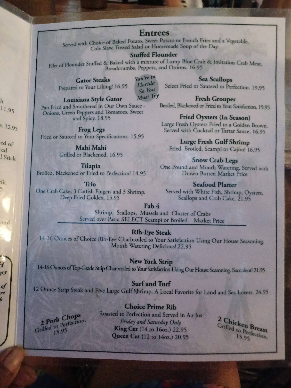 Menu at Stumpknockers Restaurant, Hernando, SW State Rd 200