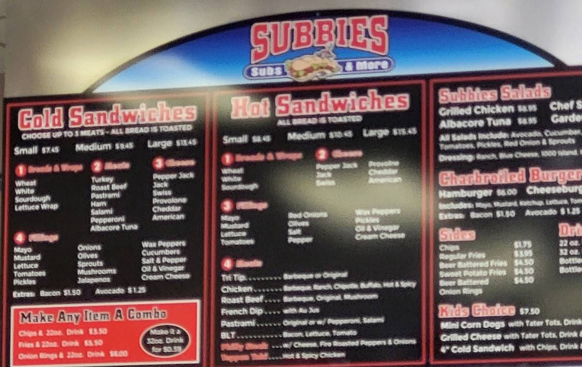 Menu at Subbies Subs & More restaurant, Clovis