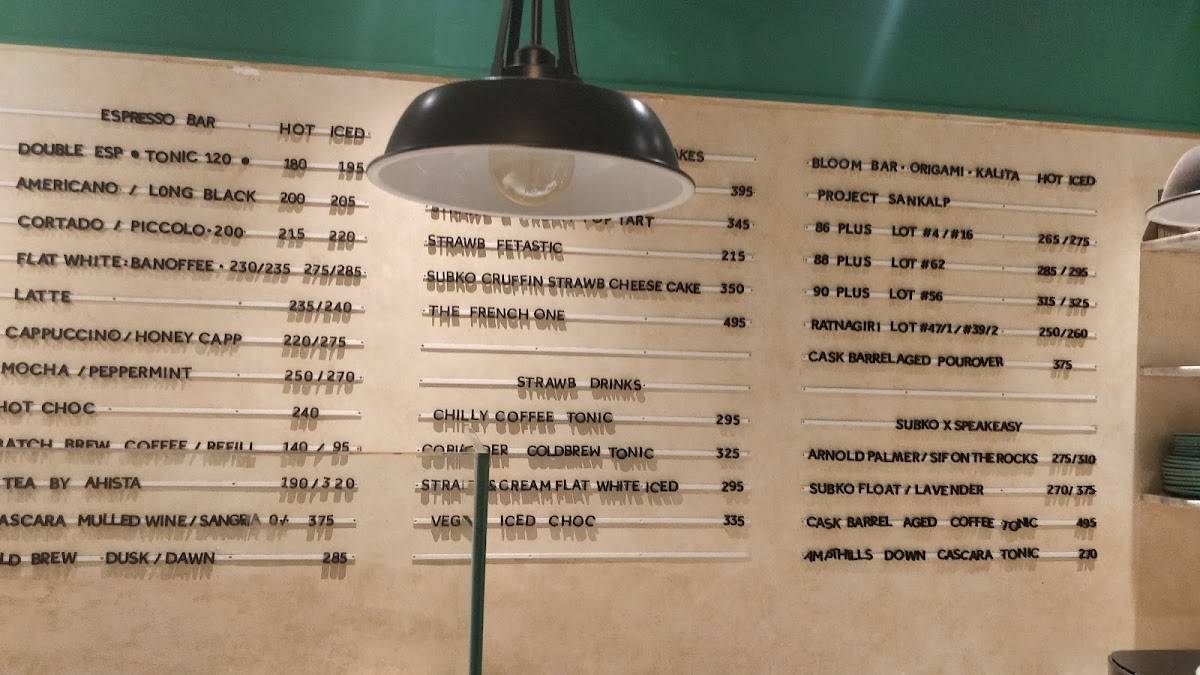 Menu at Mary Lodge by Subko, Mumbai
