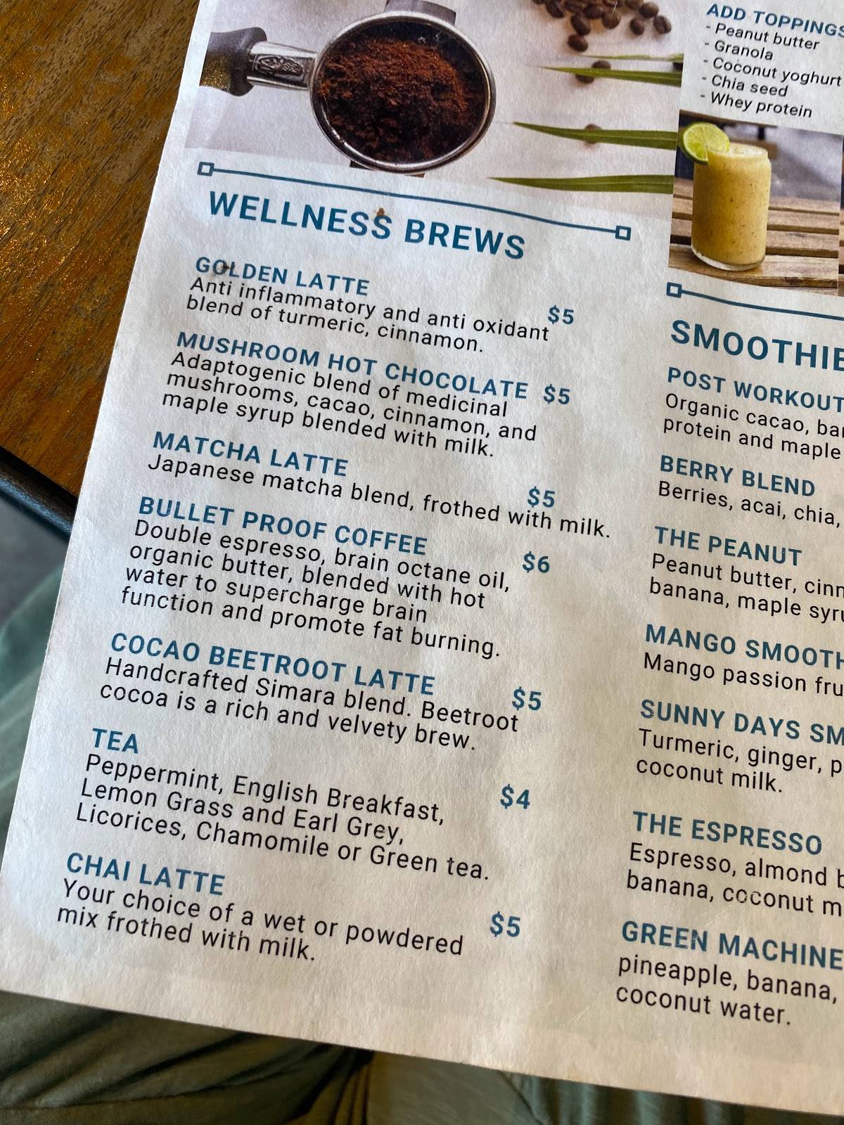 Menu at Suburban Wholefoods cafe, Kilsyth South