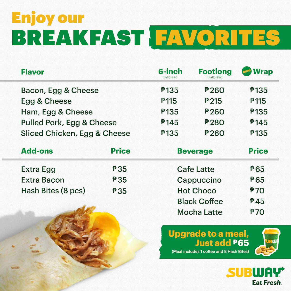 Carta del restaurante Subway - SM North Edsa, Ciudad Quezon, The Block