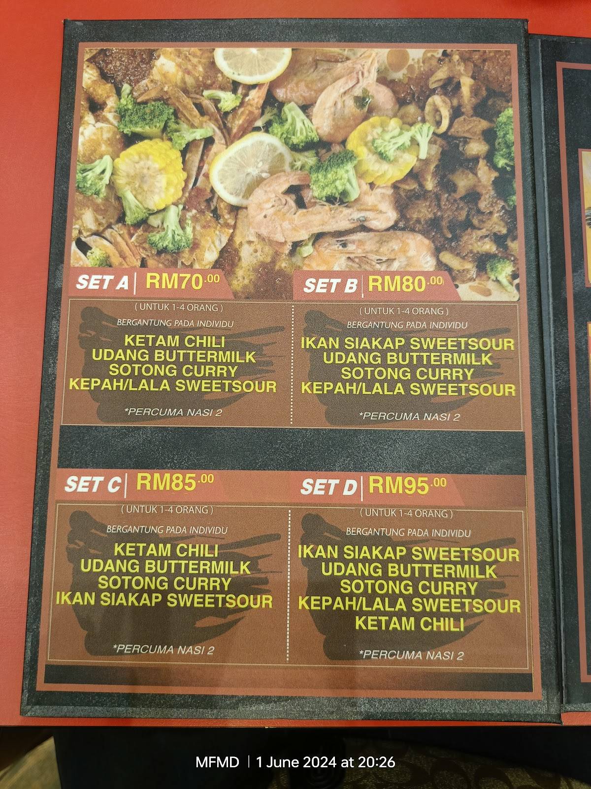 Menu at Sue & Tuya Seafood & Shell-Laut restaurant, Shah Alam