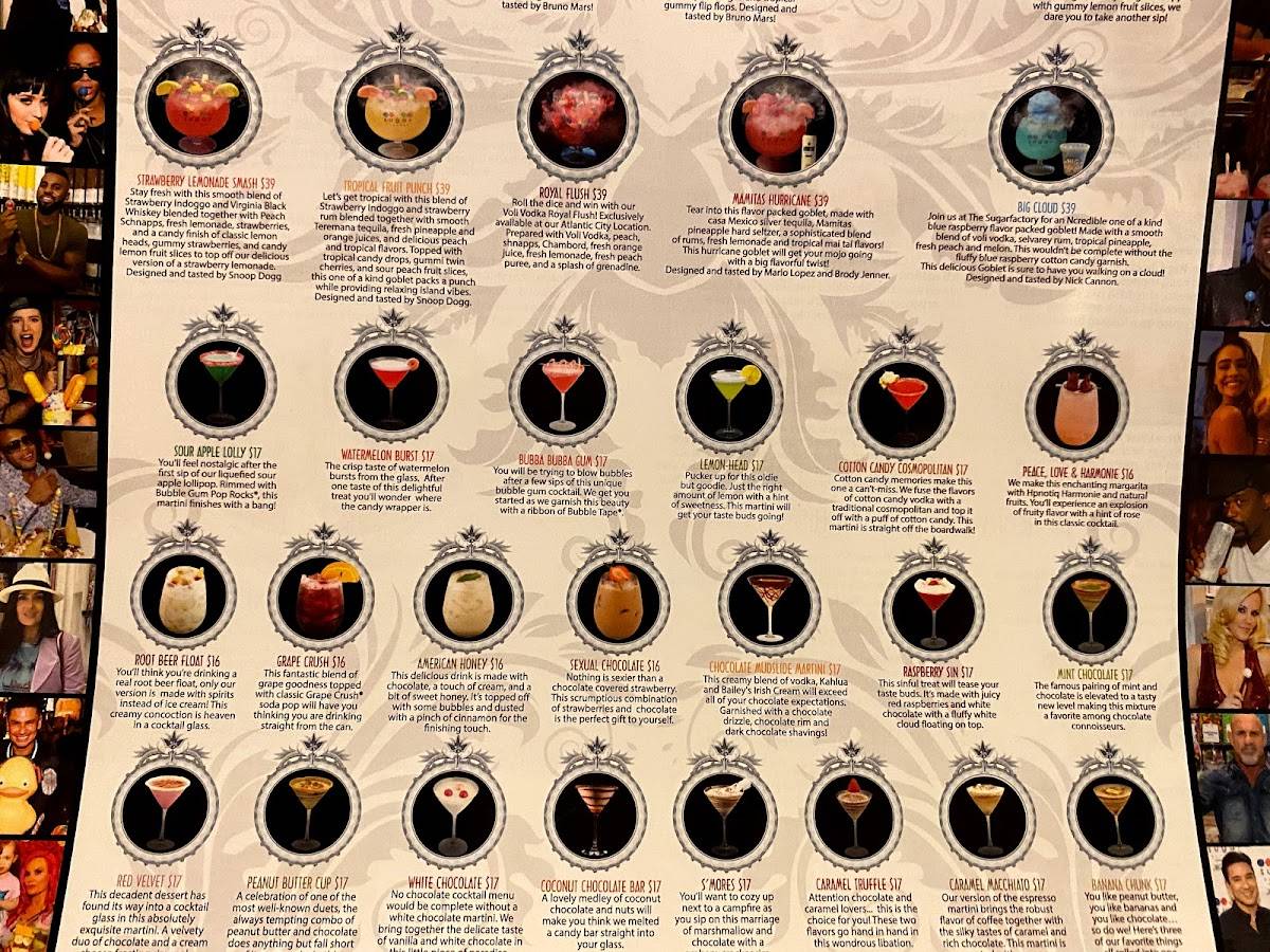 Menu at Sugar Factory - Atlantic City desserts, Atlantic City