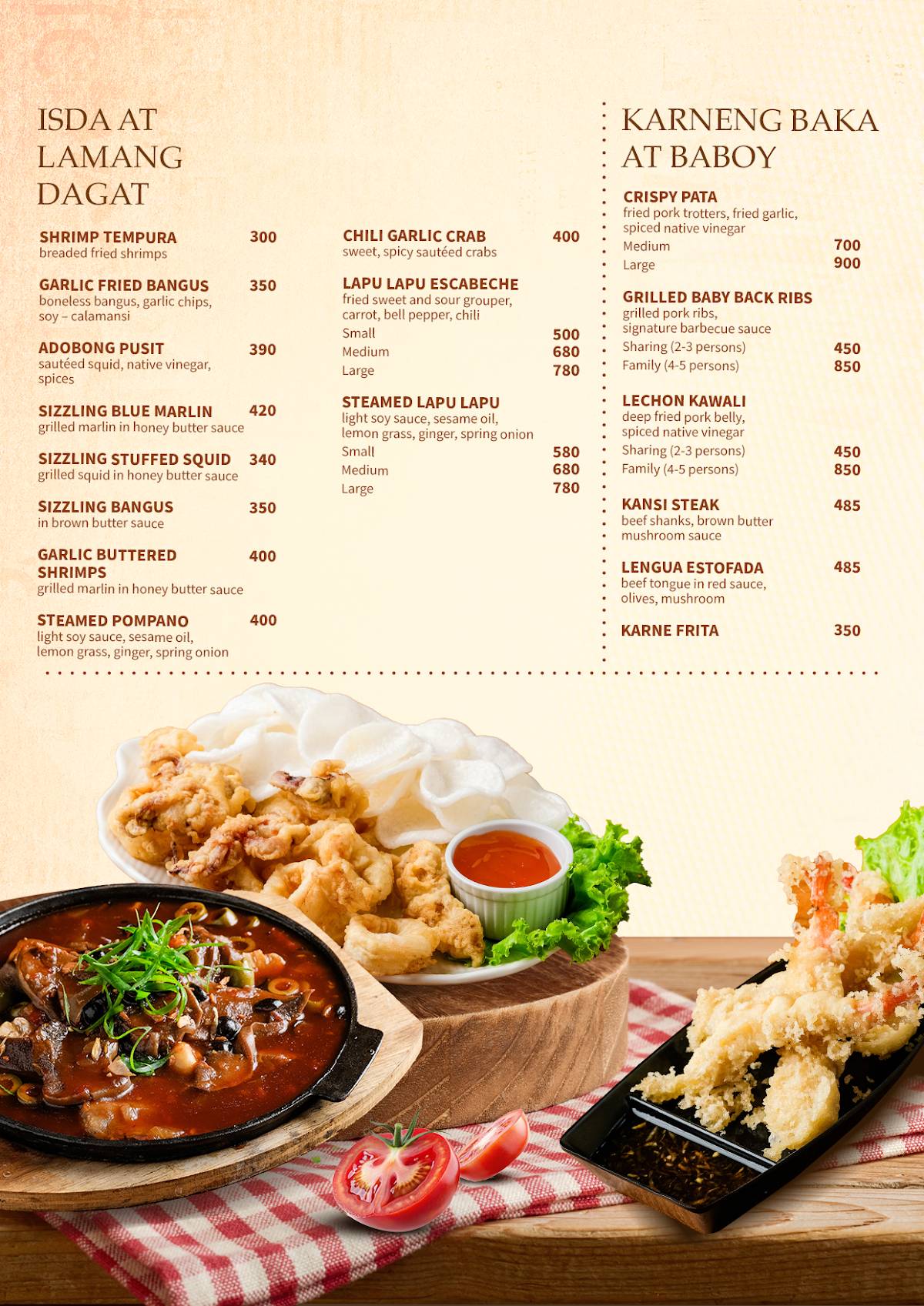 Carta del restaurante Sugba Sugba Inasal & Seafood, Bacolod