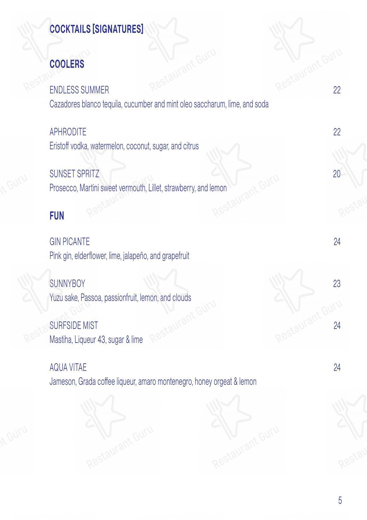 Menu at Summer Salt Restaurant, Cronulla, 66 Mitchell Rd