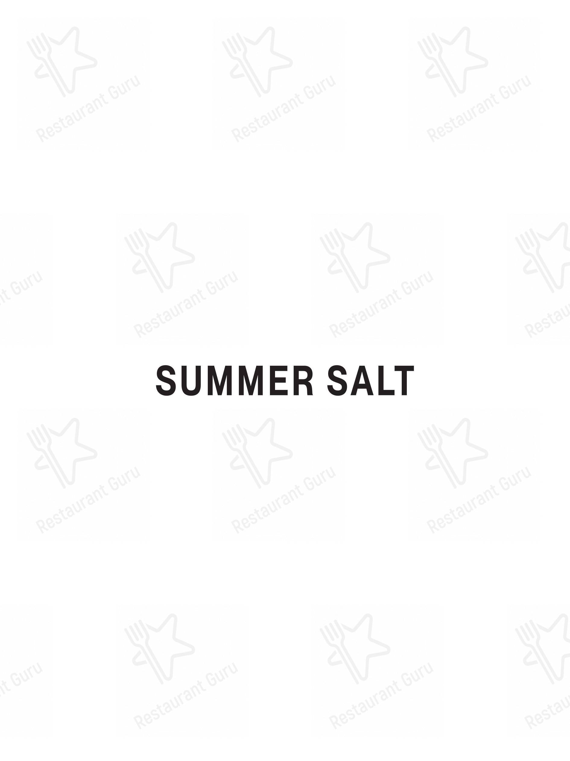 Menu at Summer Salt Restaurant, Cronulla, 66 Mitchell Rd