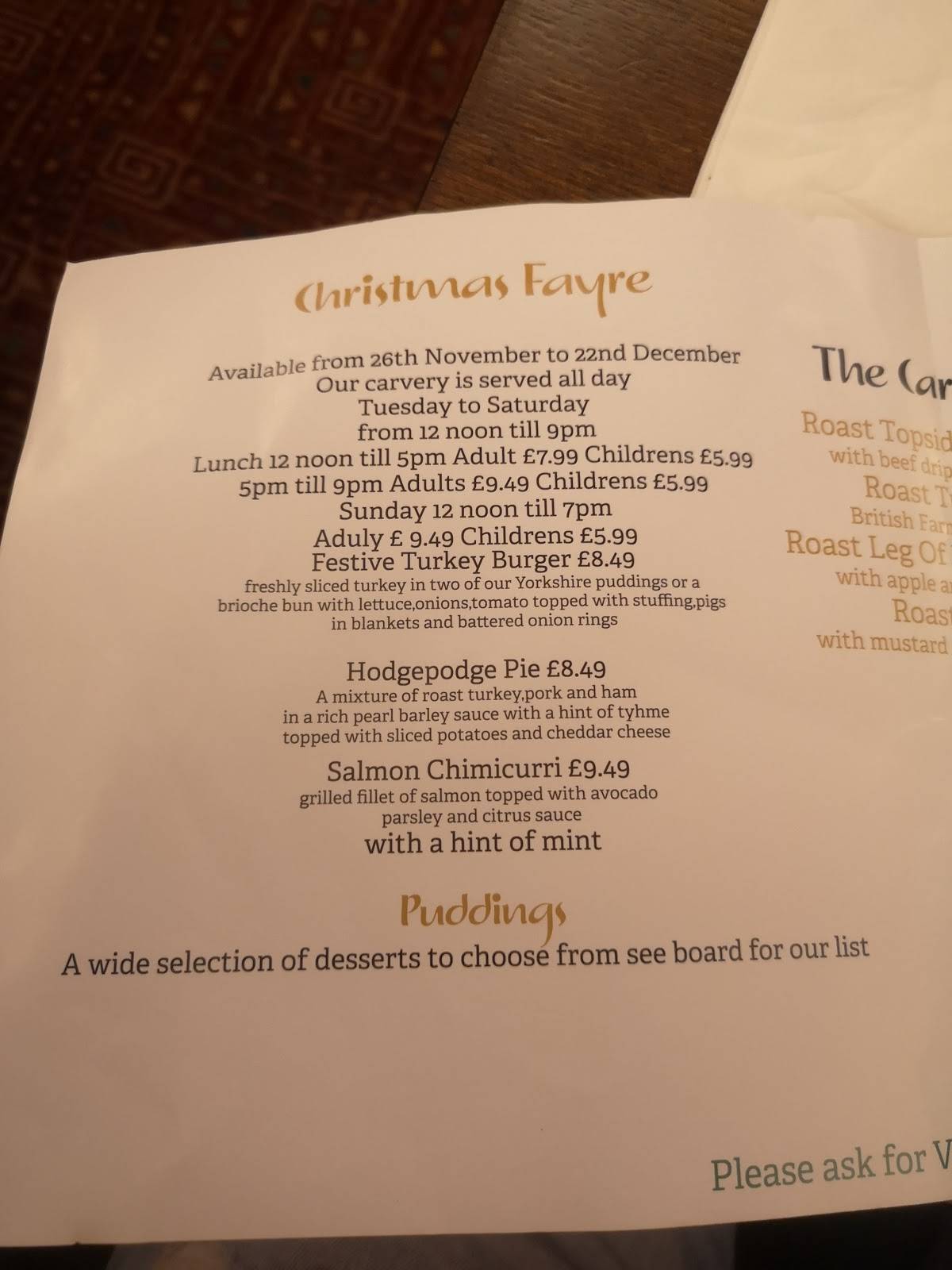 Menu at Summerhouse pub & bar, Boningale