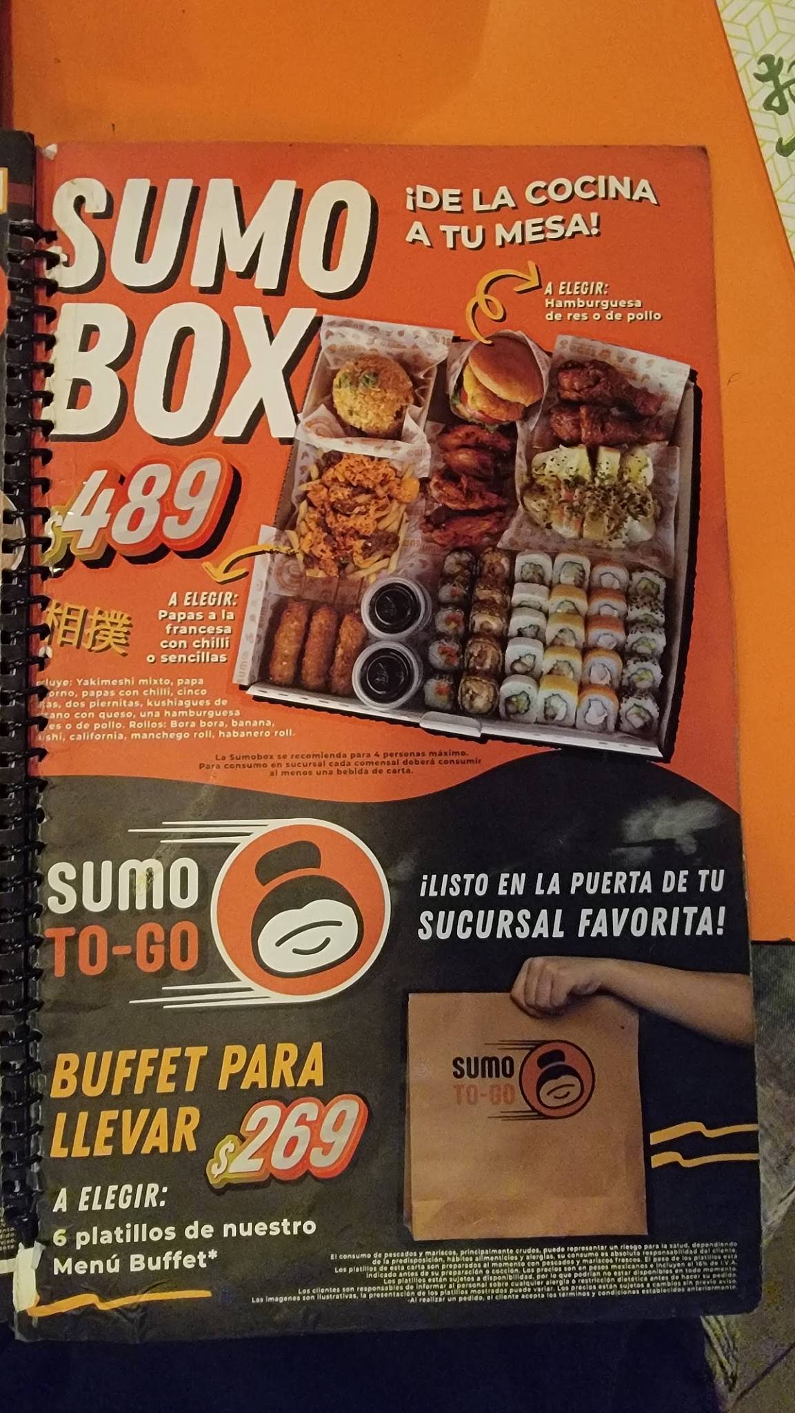 Carta del pub y bar Sumo Buffet Atizapán, Ciudad López Mateos