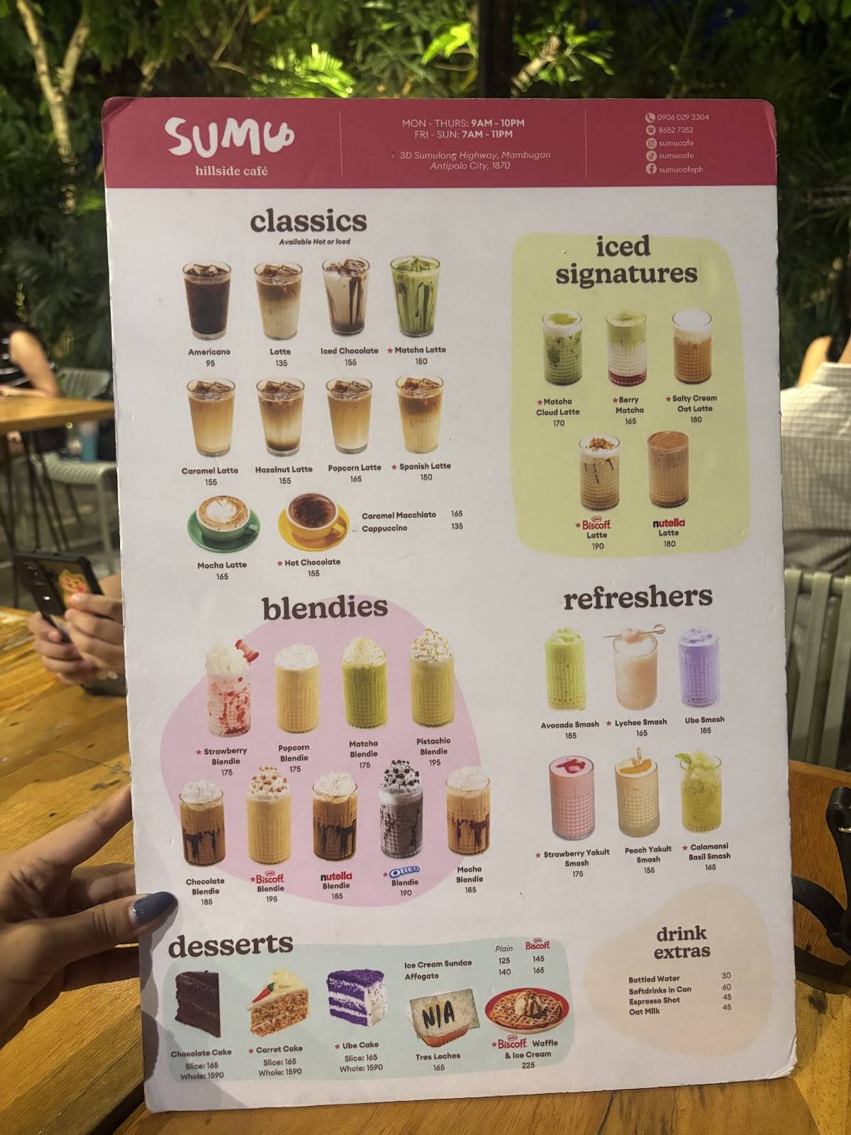 Menu at Sumu Cafe, Antipolo