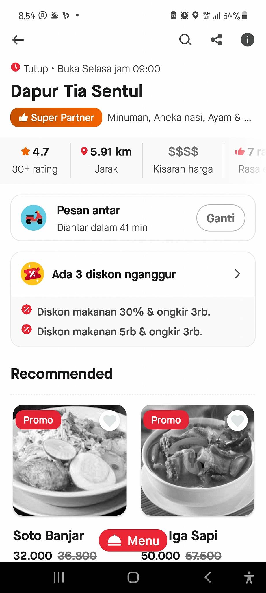 Carta del restaurante Restoran & Makanan Enak Di Sentul City Bogor ...