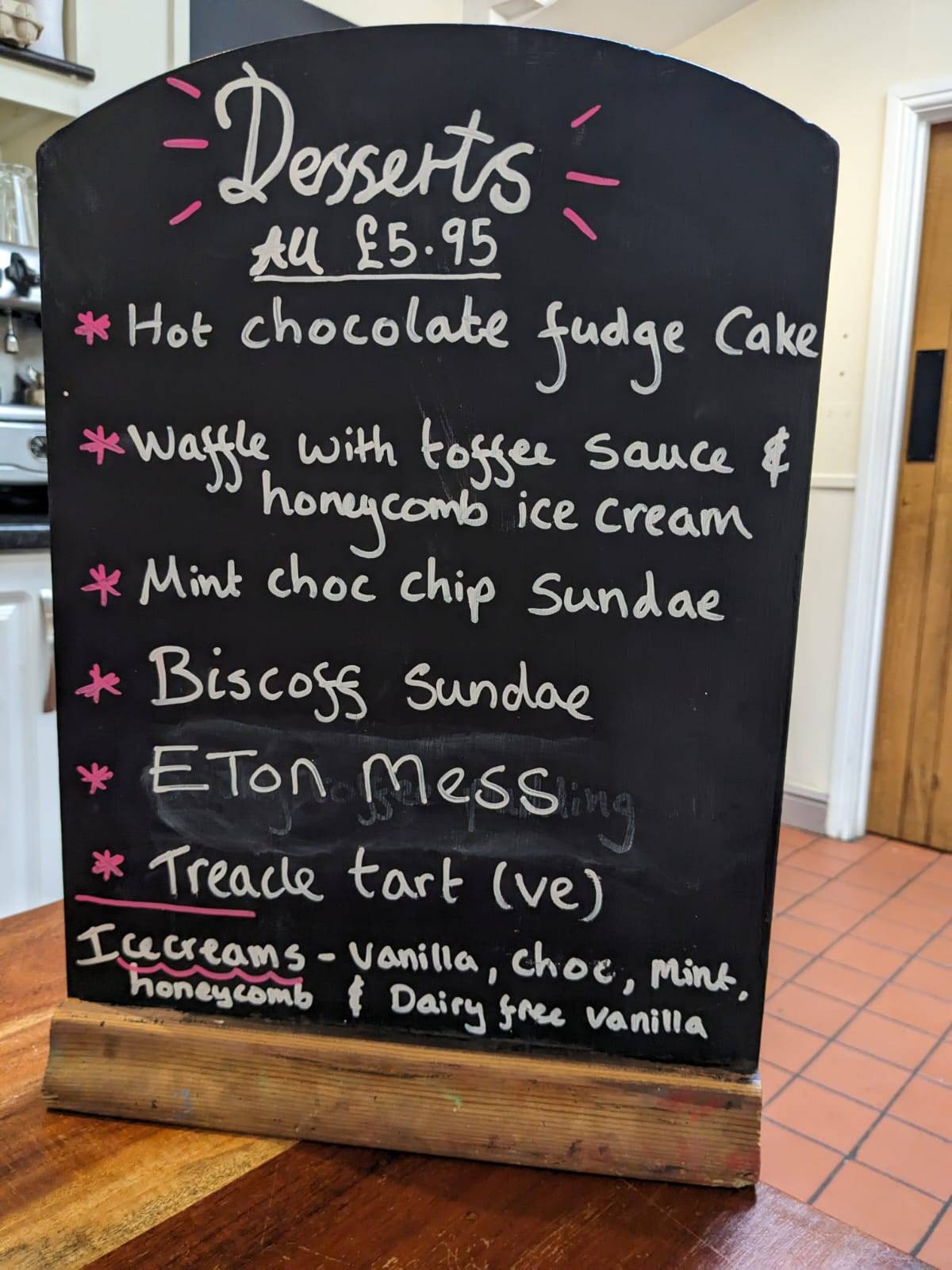 Menu at Sun Trevor pub & bar, Llangollen
