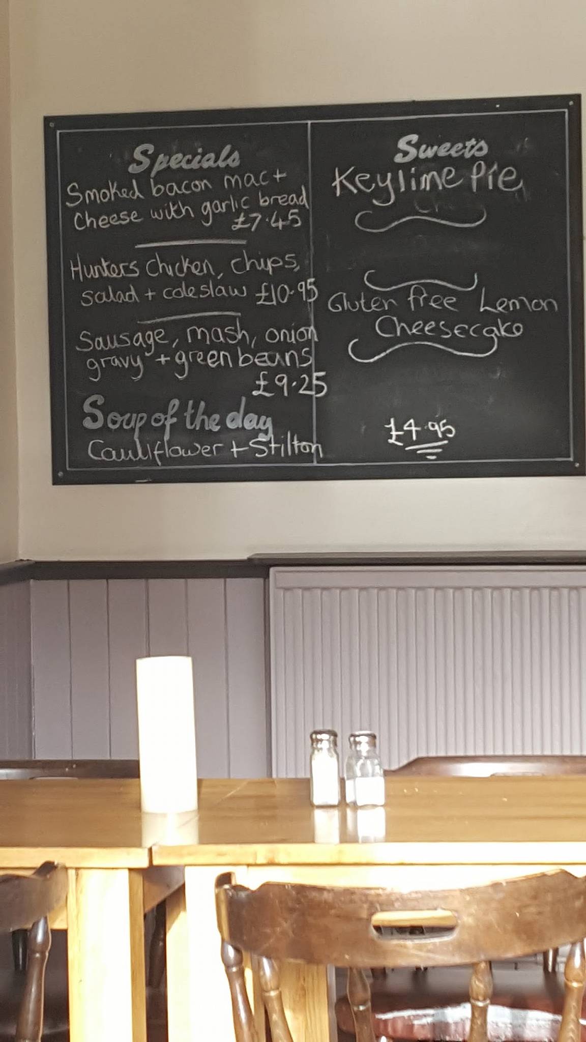 Menu at Sun Trevor pub & bar, Llangollen
