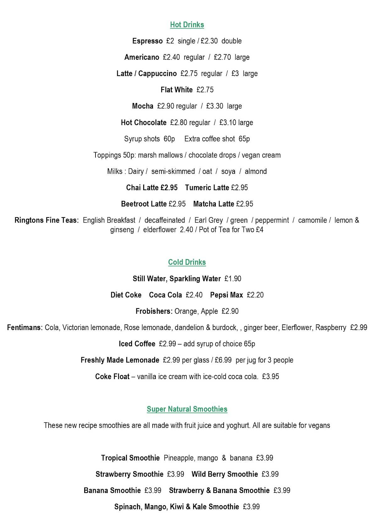 Menu at Super Natural Newcastle pub & bar, Newcastle upon Tyne