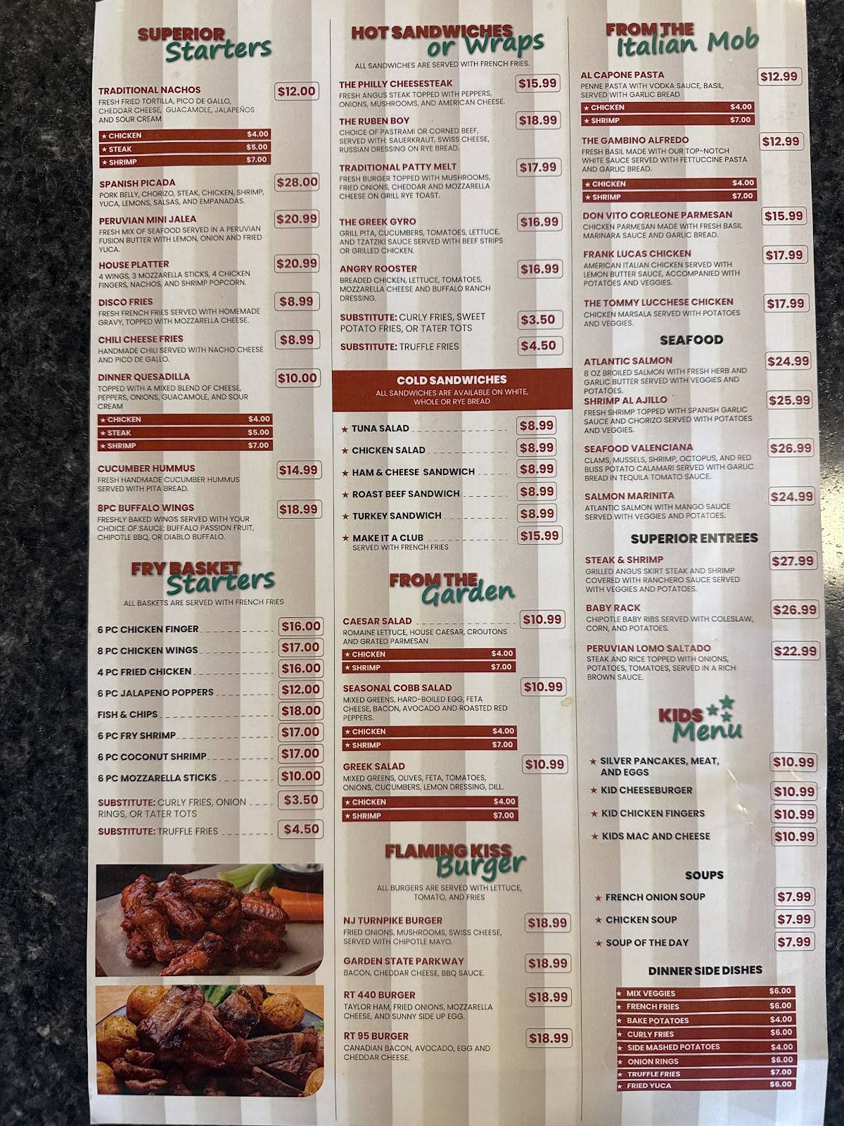 Menu at Superior Diner restaurant, Perth Amboy