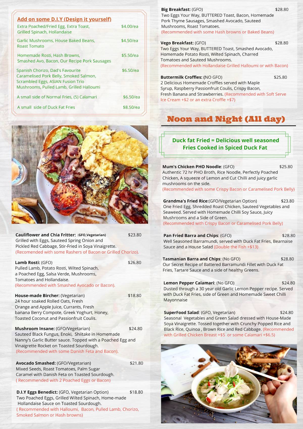 Menu at Surfing Lizard - Coogee cafe, Coogee