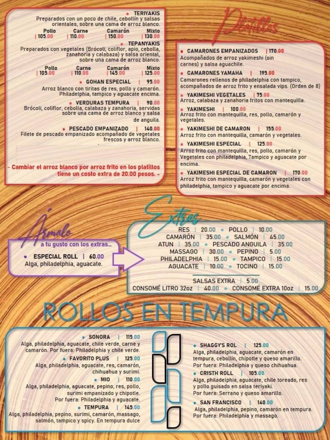 Menu at Sushi House Centro restaurant, Nogales